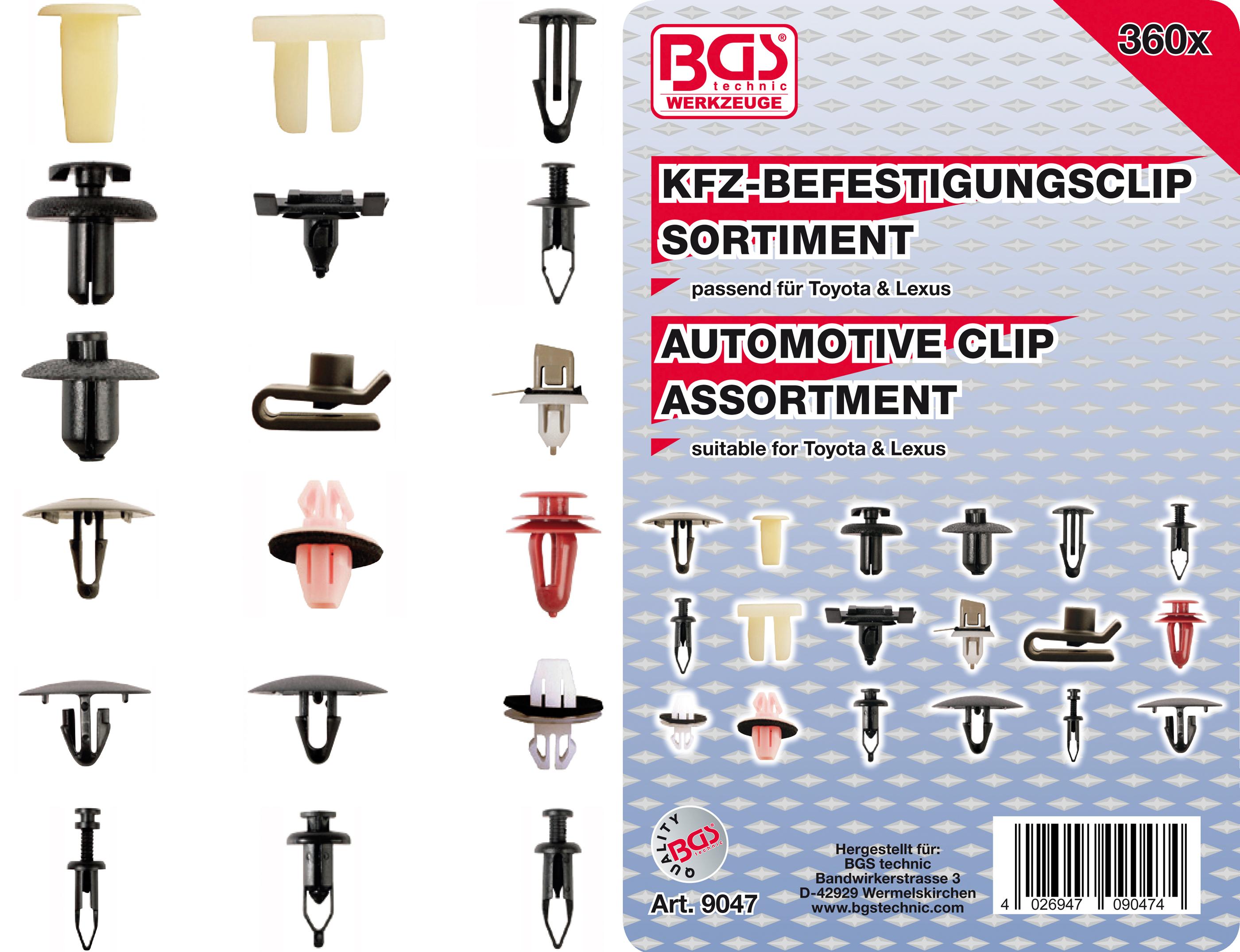 BGS Assortimento clip di fissaggio per Toyota, Lexus | 360 pz. | Leroy ...
