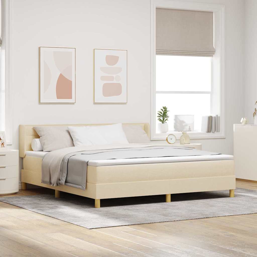 Cama tipo Box Spring con colchón Crema 200 x 180 cm Poliéster | Leroy ...