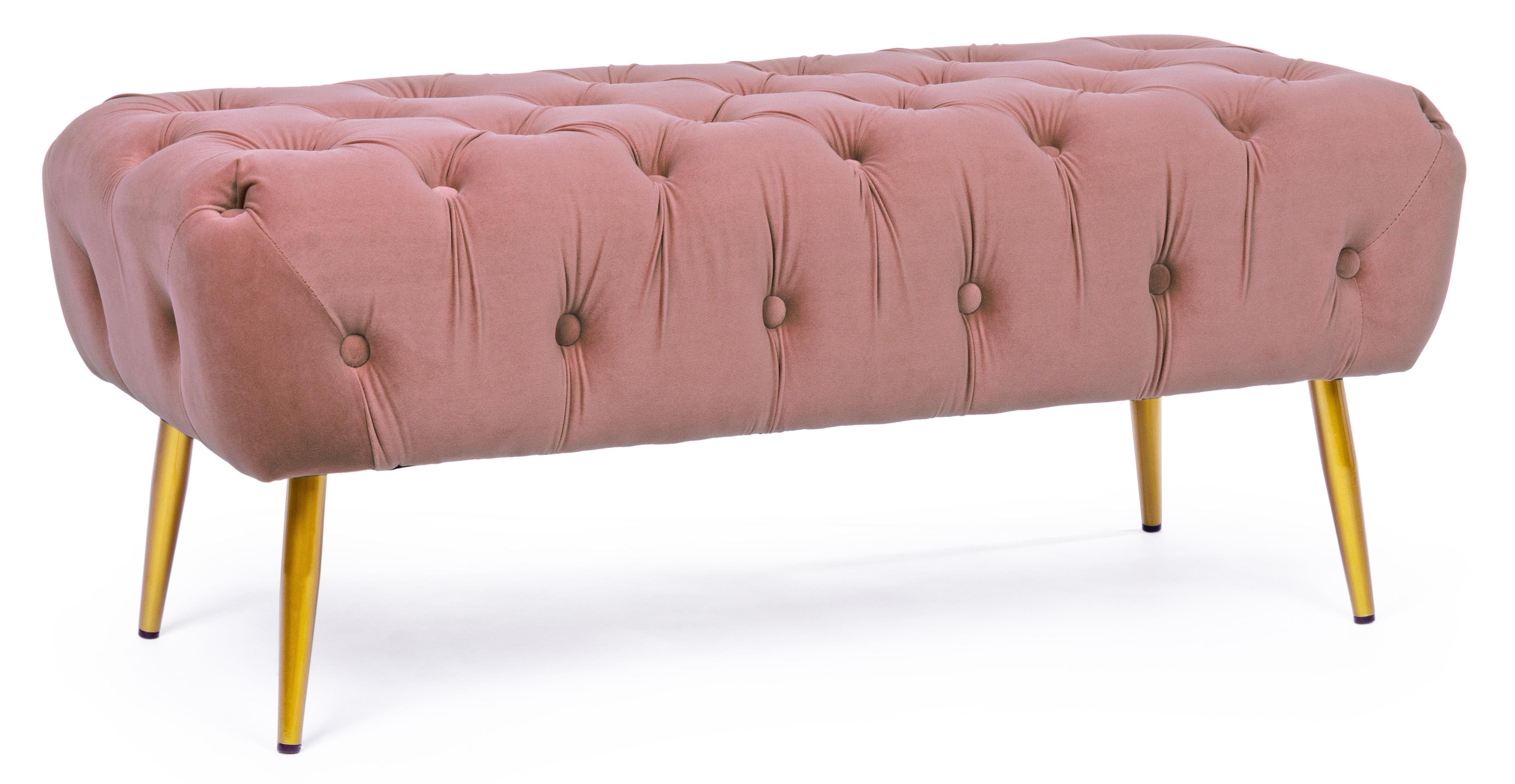 Banc en bois MDF et polyester capitonné rose Acinte L 103cm | Leroy Merlin