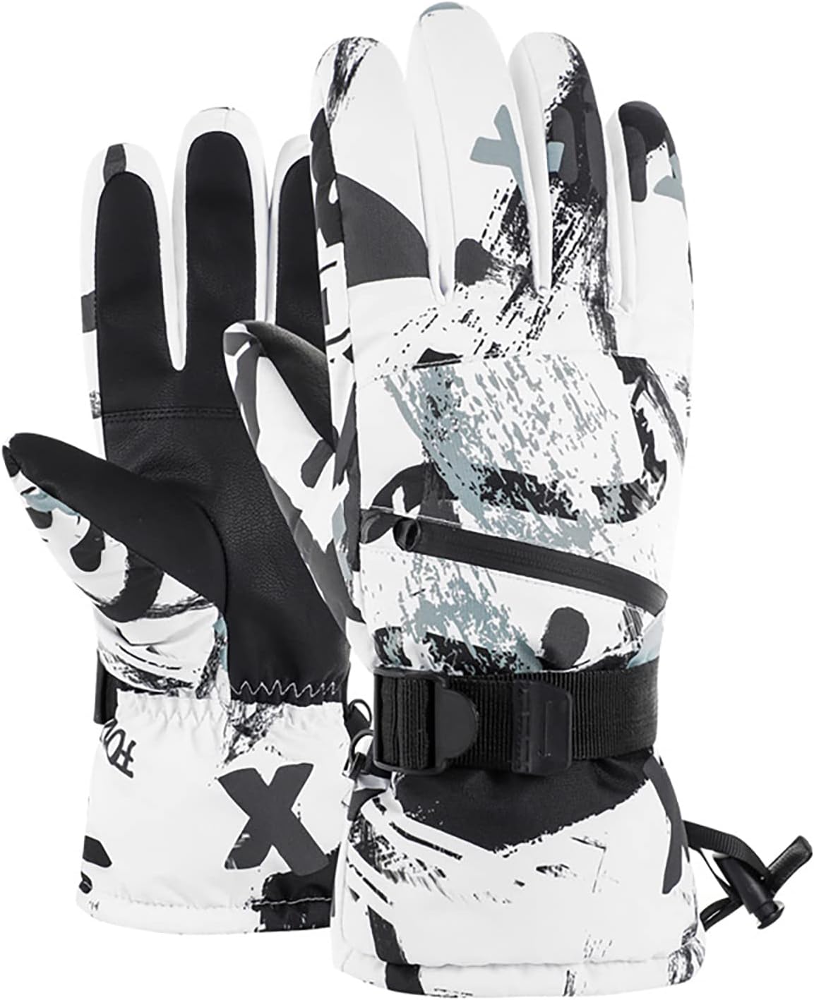 （Graffitis gris et blancs）Taille L，Gants d'hiver pour homme et femme ...