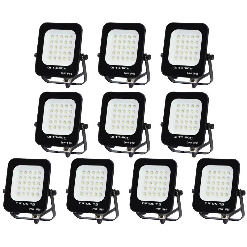 Juego de 10 proyectores LED 20W Negro IP65 1800lm 115W Día impermeable ...