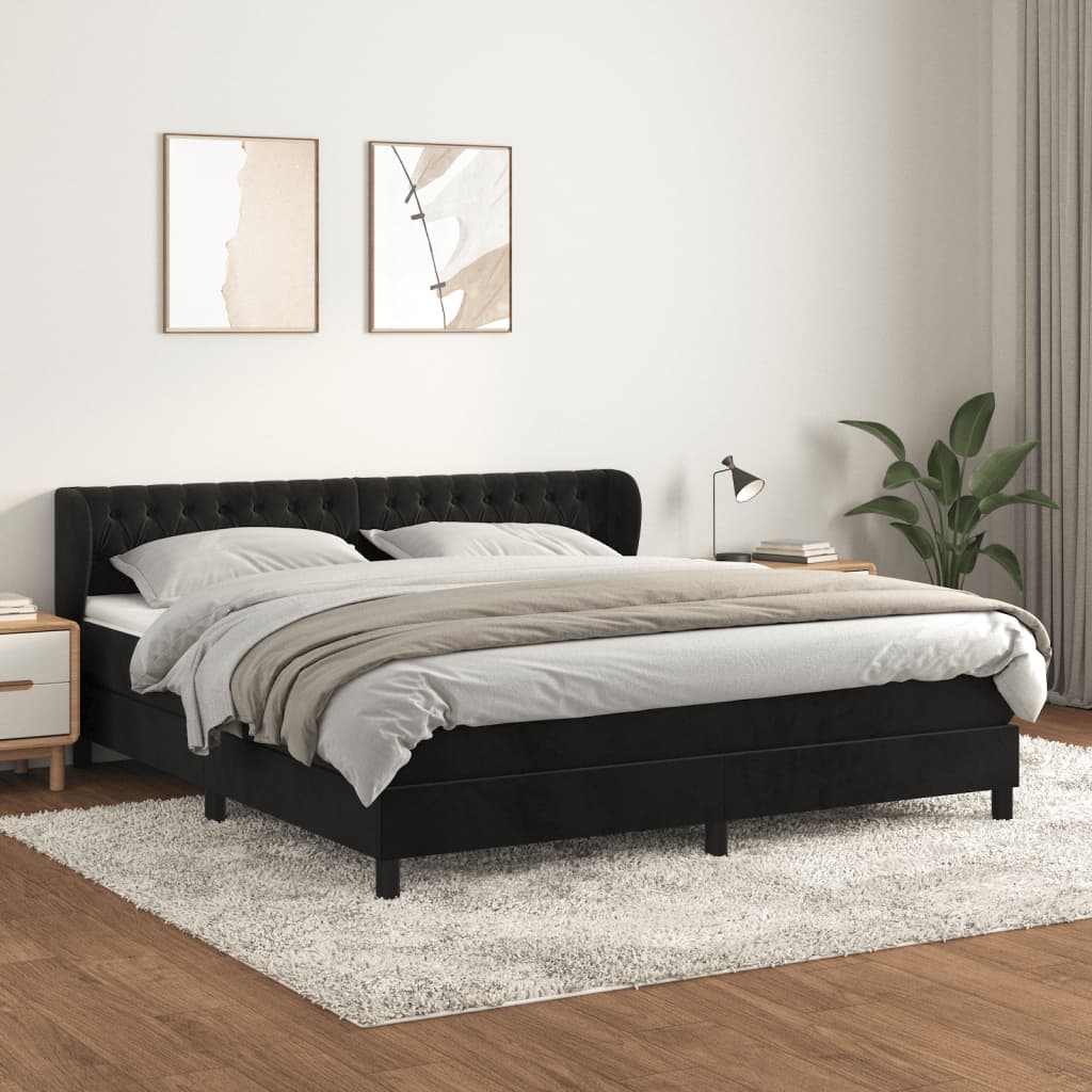 VidaXL Cama box spring con colchón terciopelo negro 180x200 cm | Leroy ...