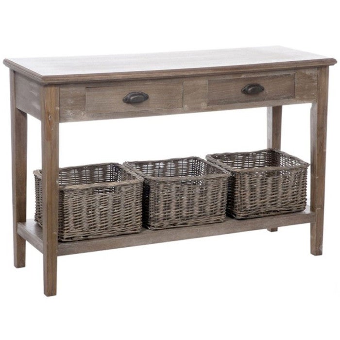 Console 2 Tiroirs & 3 Paniers "Catherine" 120cm Naturel | Leroy Merlin
