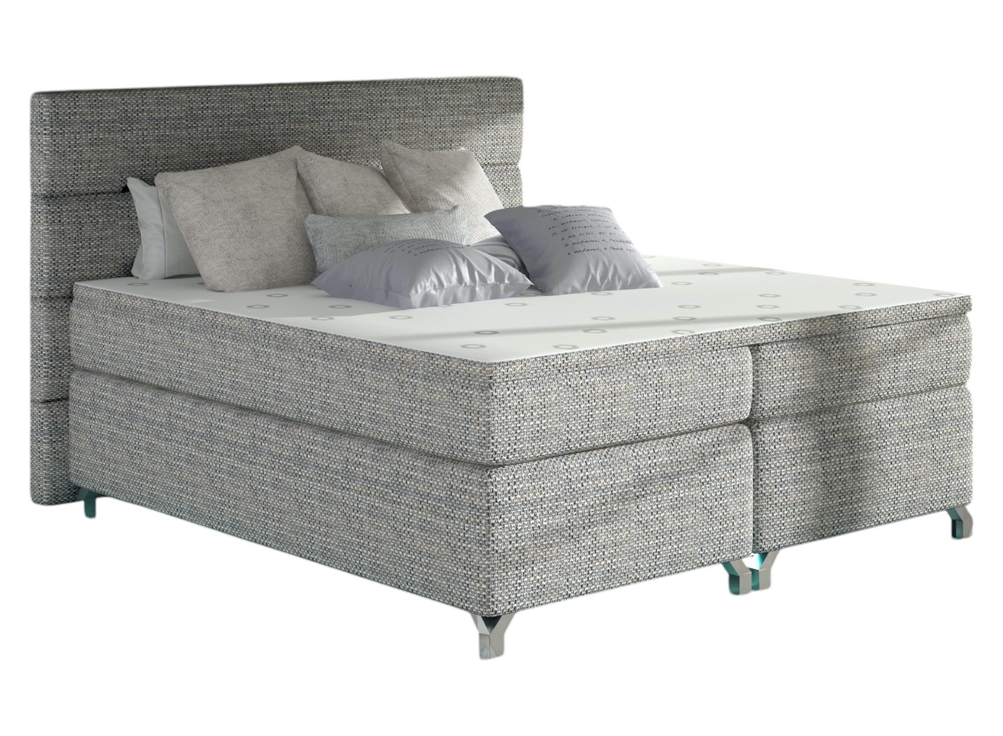 Lit boxspring 180x200 tissu gris clair chiné Mador | Leroy Merlin