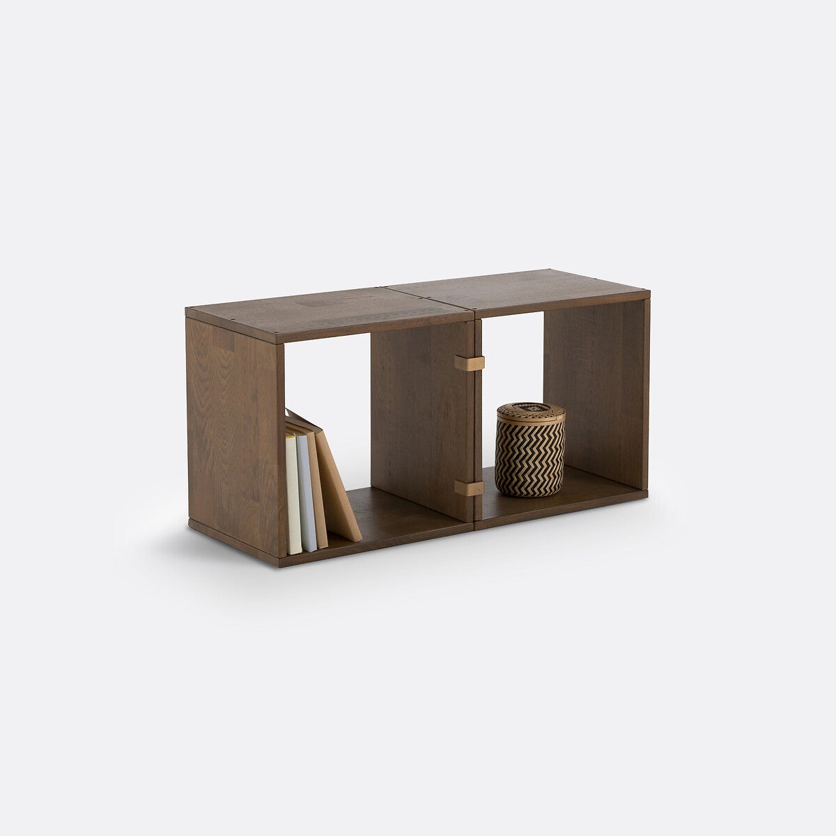 Lot de 2 cubes de rangement, en chêne massif, EDGAR - Bois foncé chêne ...