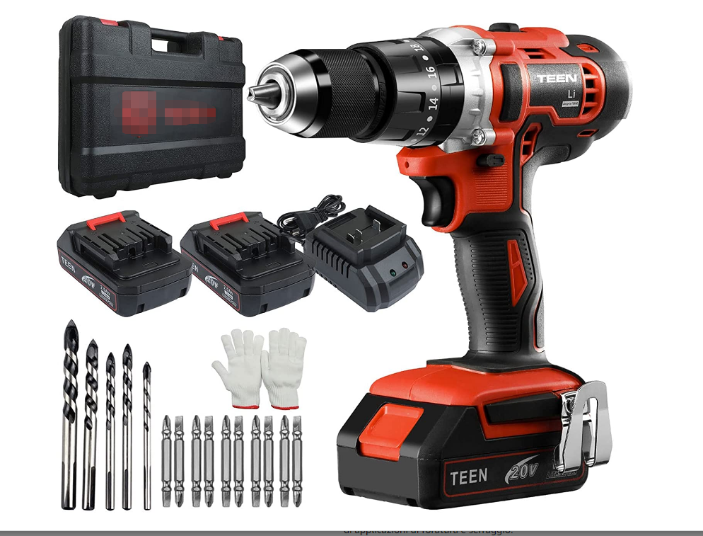 Trapano avvitatore senza fili, TEENO 20 V, avvitatore svitatore ...