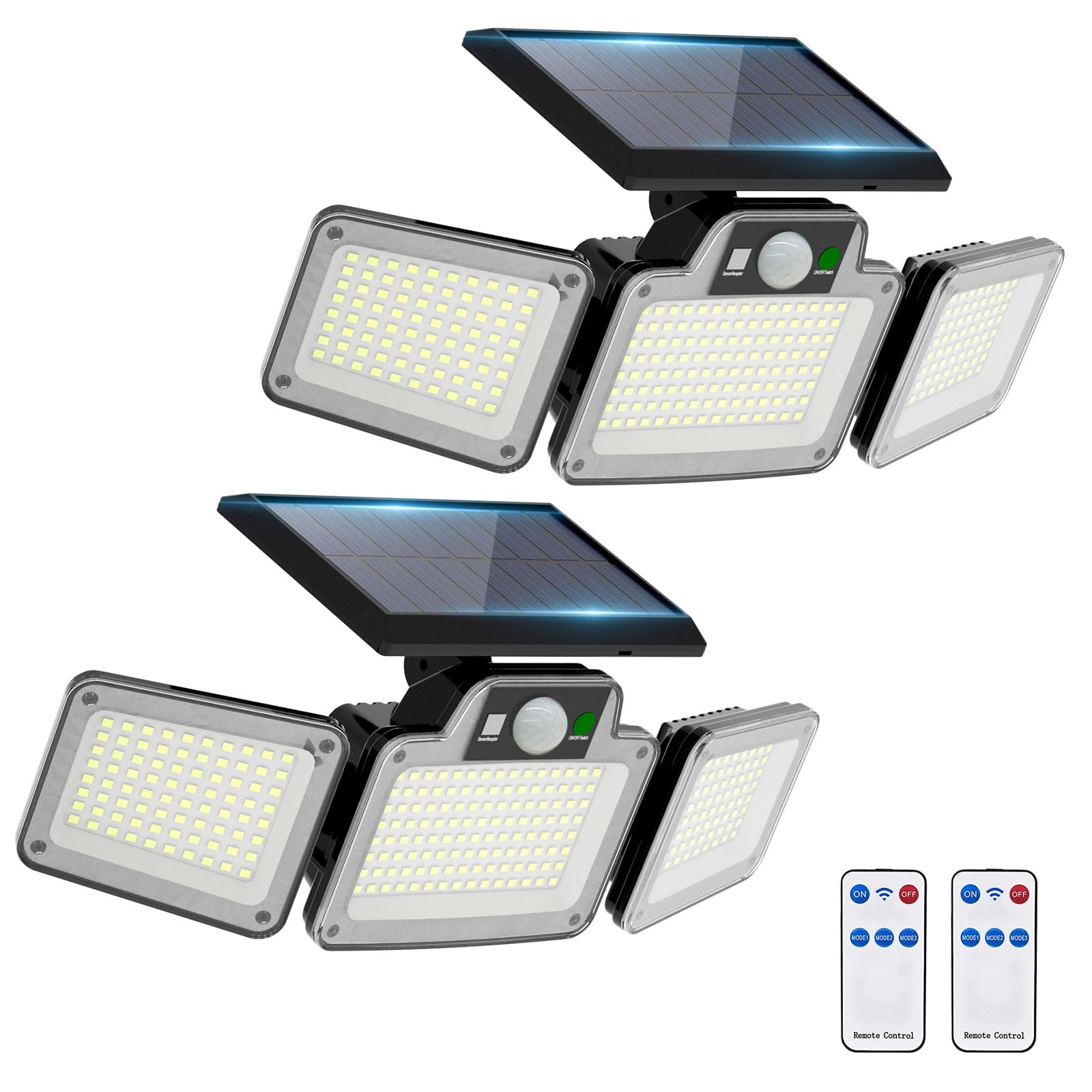 Lot de 2 appliques murales solaires à LED, lampe d'extérieur solaire avec détecteur de mouvement ...