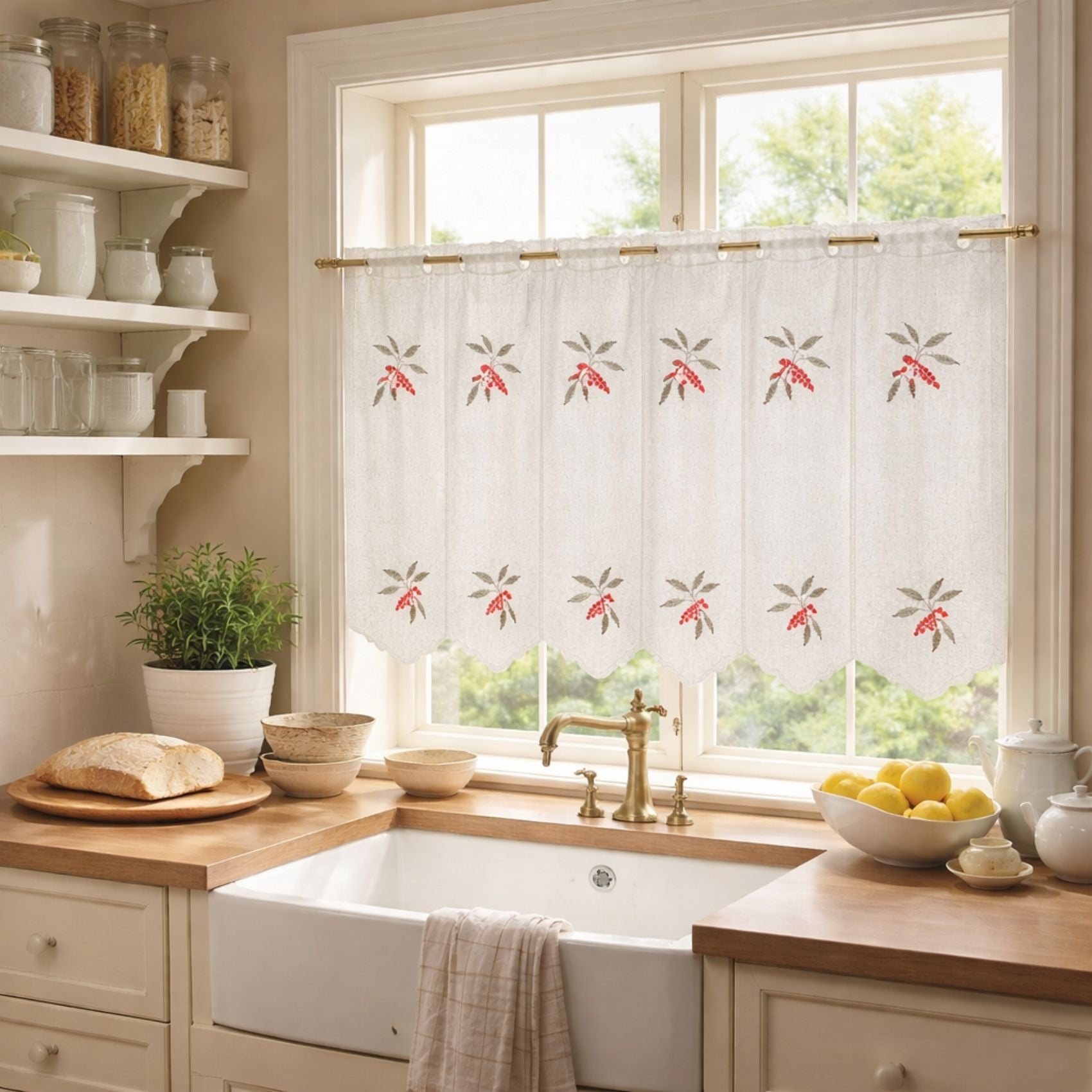 Brise bise brodé baie colorée - Rouge - 90x120 cm - Polyester | Leroy ...