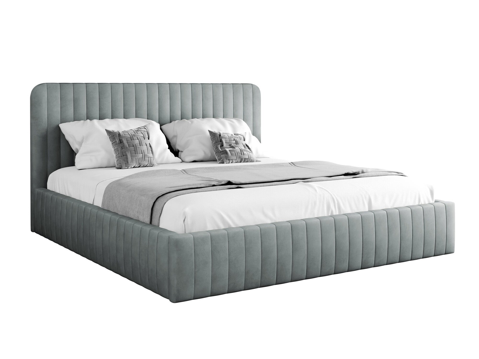 Lit TrendyNest 108, Double, Gris, 140x200, Tissu, Disponible ...