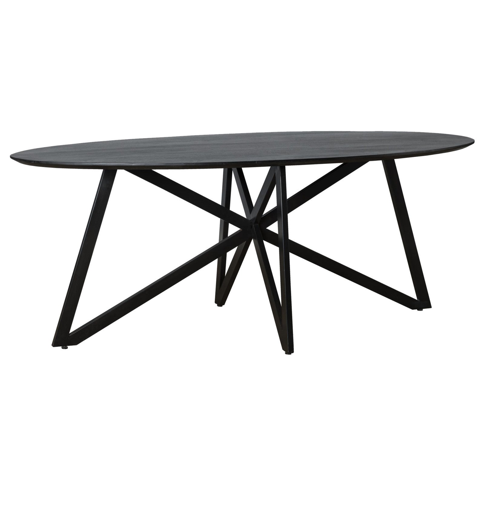 URBAN-Table à manger ovale 8 personnes 200 cm en bois massif noir ...