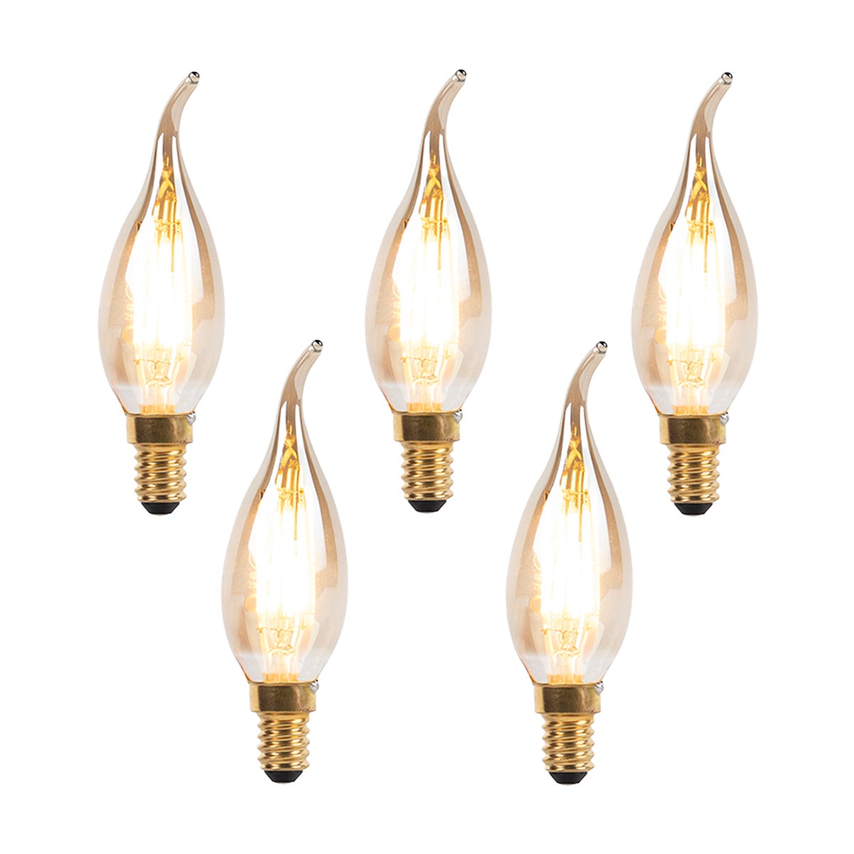 Juego de 5 lámparas LED filamento vela regulables E14 240V 3W 250lm ...