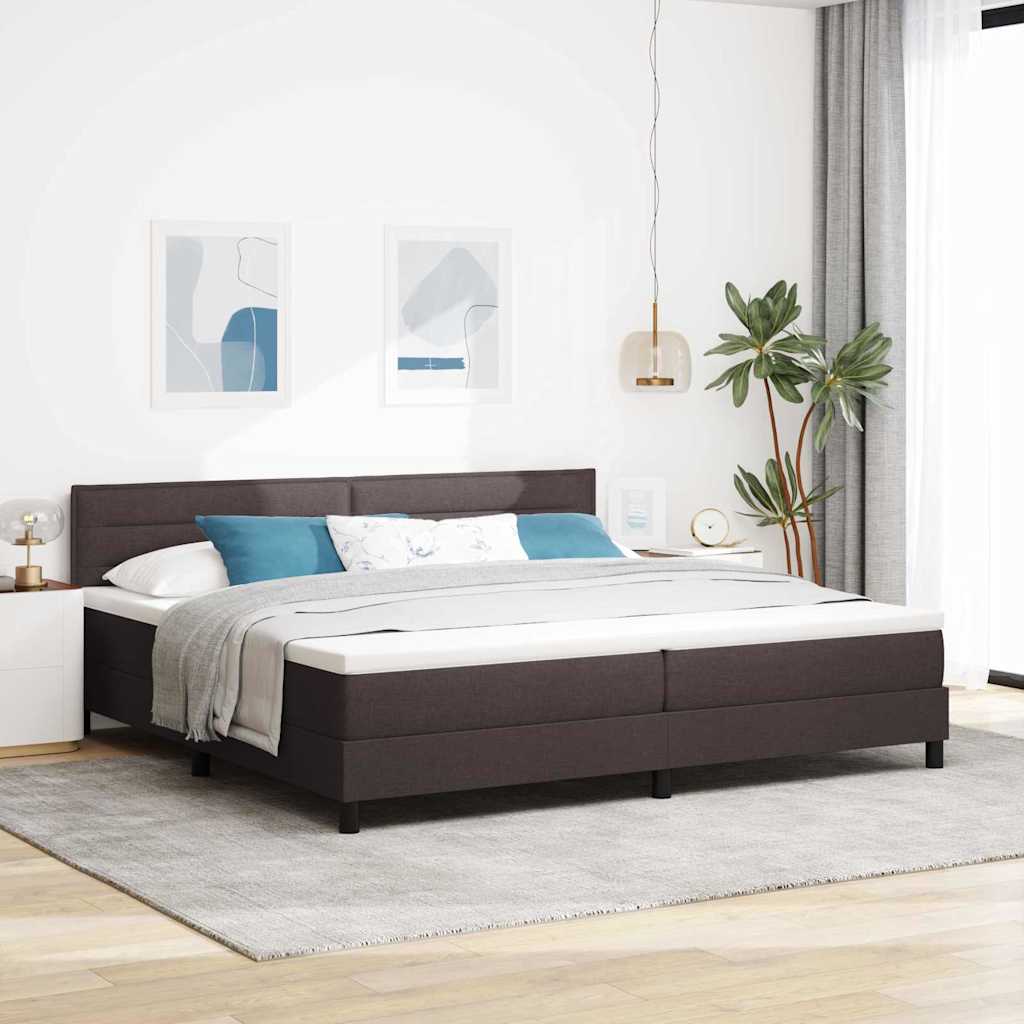 Cama tipo Box Spring Marrón Oscuro 200 x 200 cm tela | Leroy Merlin