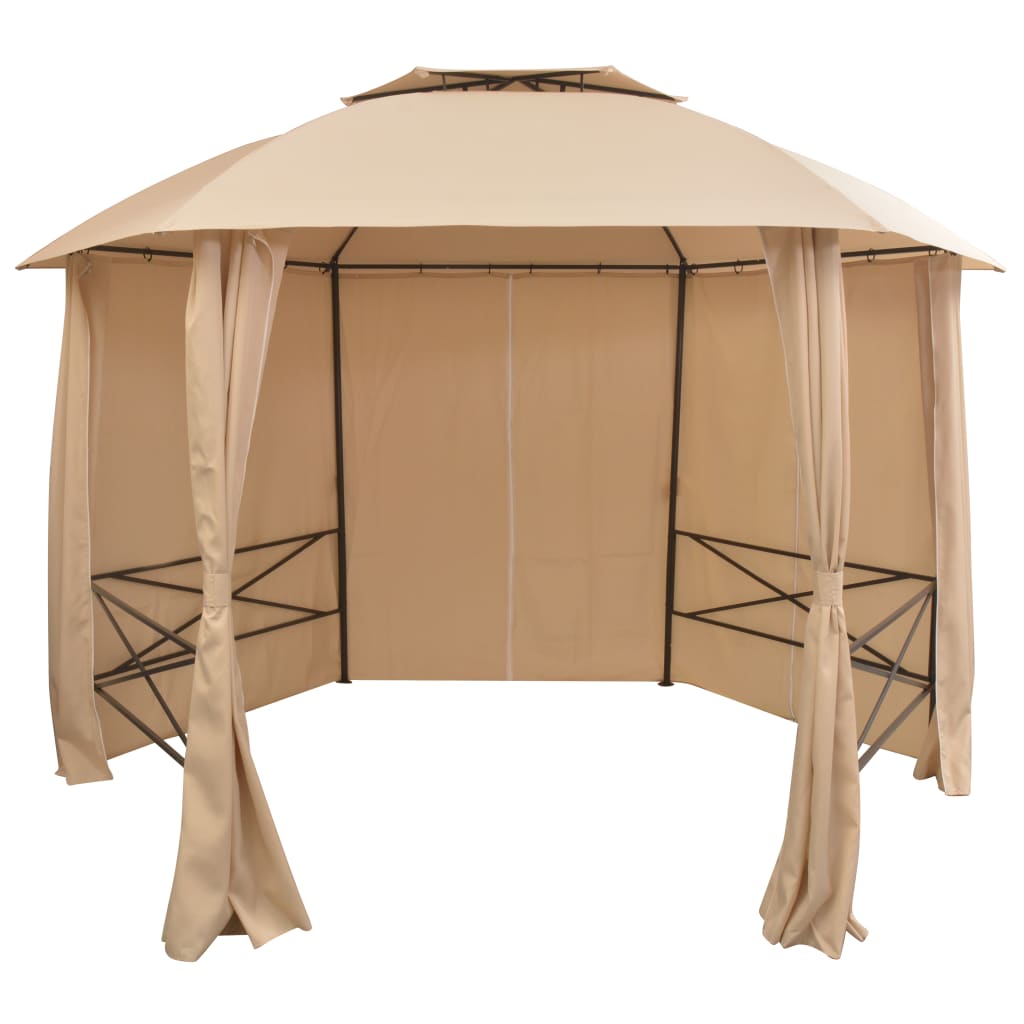 Maison Exclusive - Carpa de jardín con cortinas hexagonal 360x265 cm ...