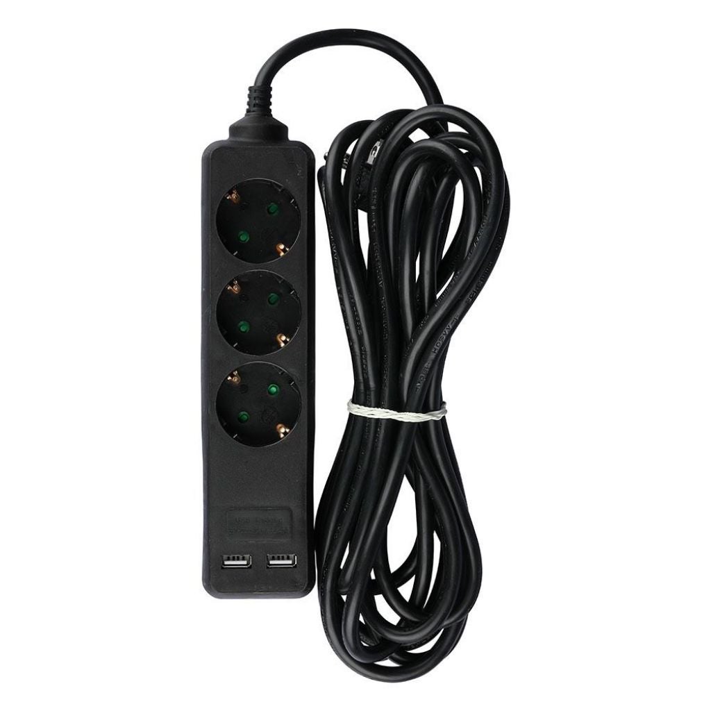 Bloc multiprises avec càble 5m 3 prises 10A 2P + Schuko 2 USB et ...