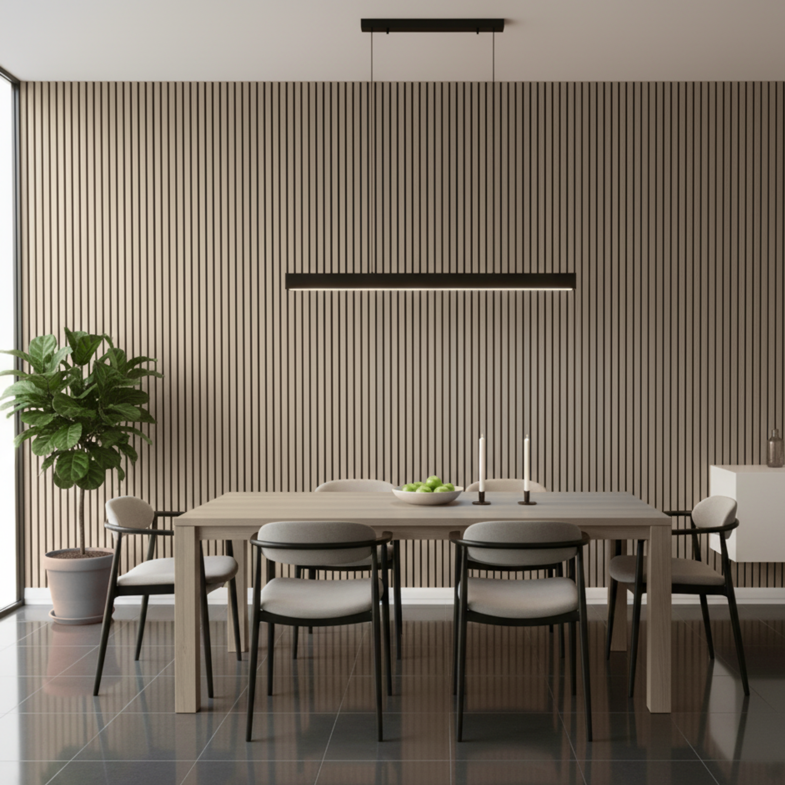 Revestimiento de pared palillería efecto 3D MDF acústico 240x60 cm ...