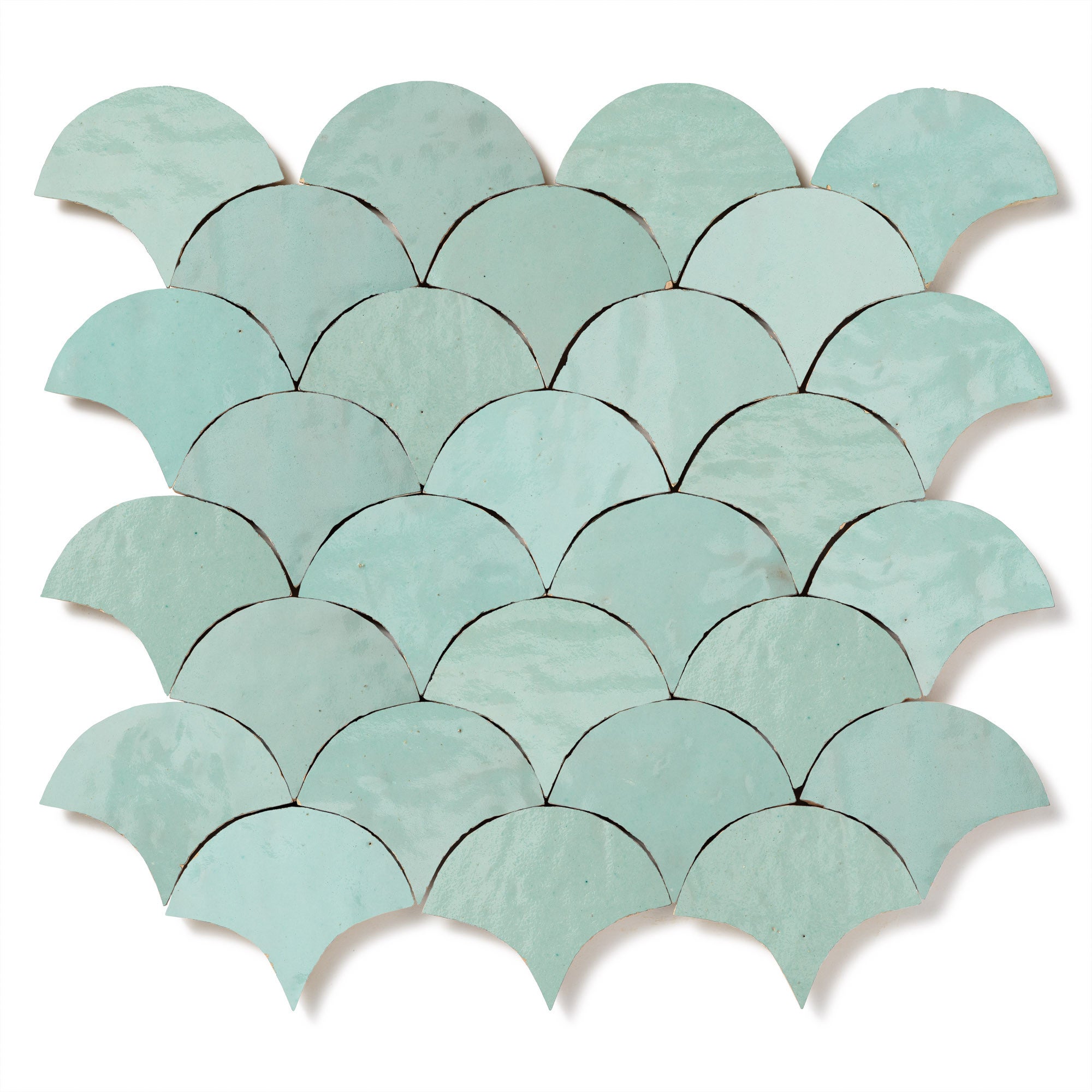 Carrelage Zellige Marocain Bleu Iceberg Petite Ecaille 7,8x9,8 cm ...
