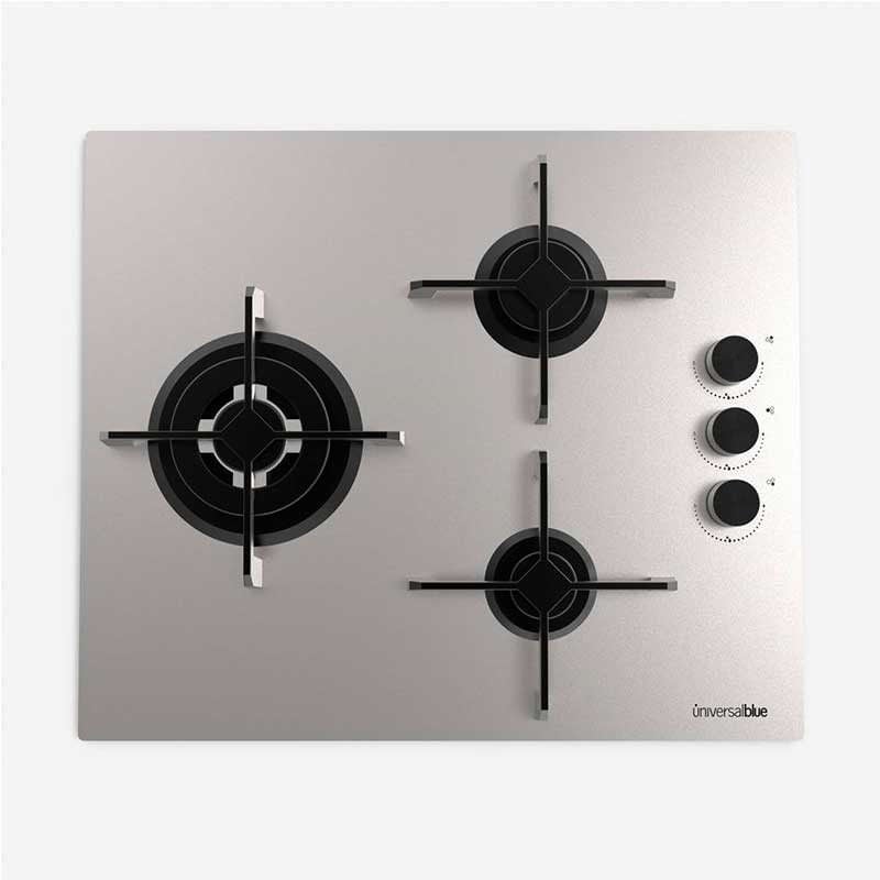 Placa de gas Maia X-Plus Universal Blue 3 quemadores encendido ...