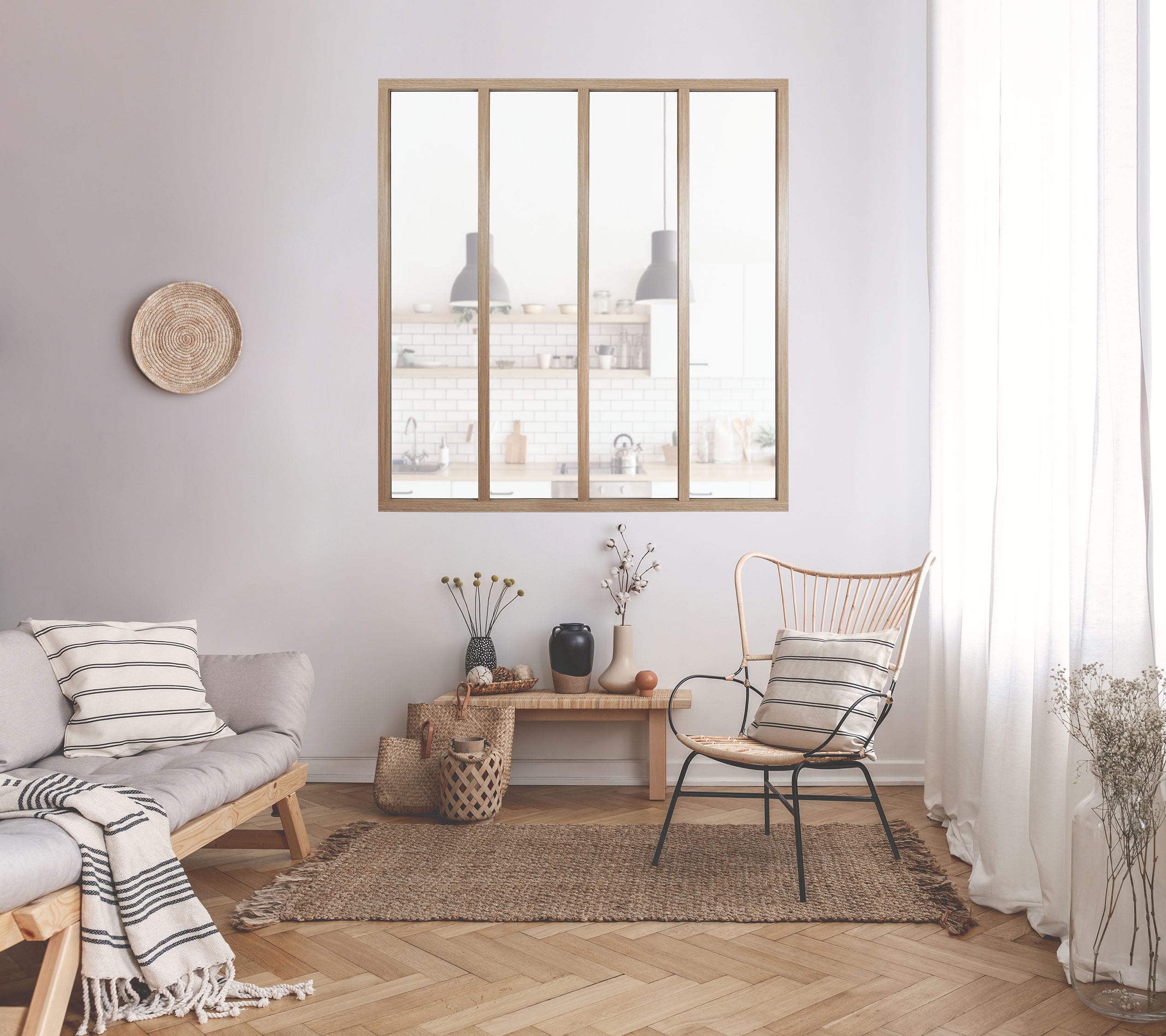Verrière intérieur ATELIER ARTISTE KIT ATELIER Bois H 130cm 4 vitrages ...