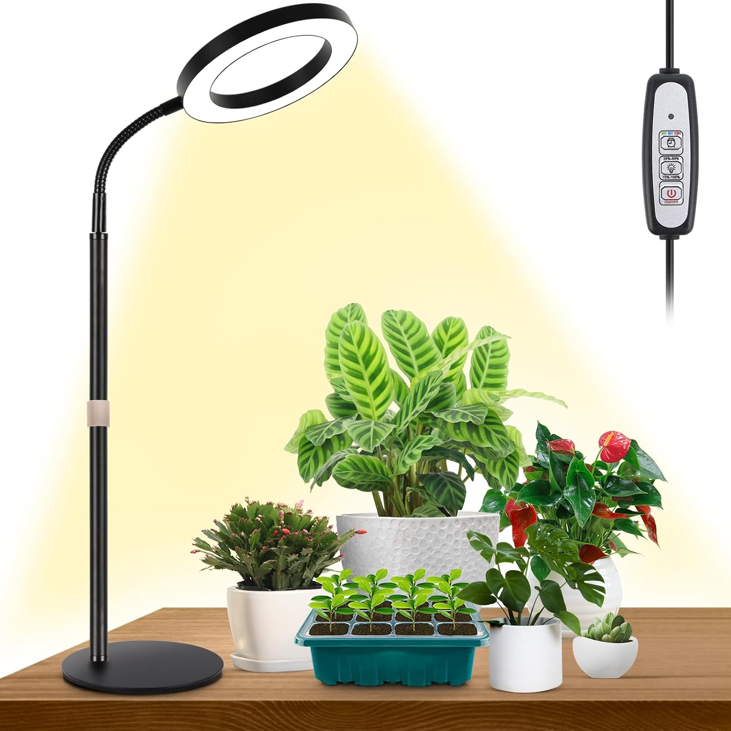 Lampe de croissance LED à spectre complet à tête unique avec minuterie ...