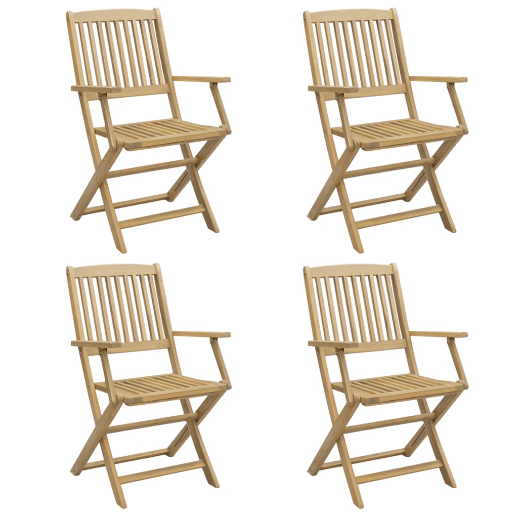 Lot De 4 Chaises Pliables De Jardin Siège De Terrasse Chaise Dextérieur Bois Massif D