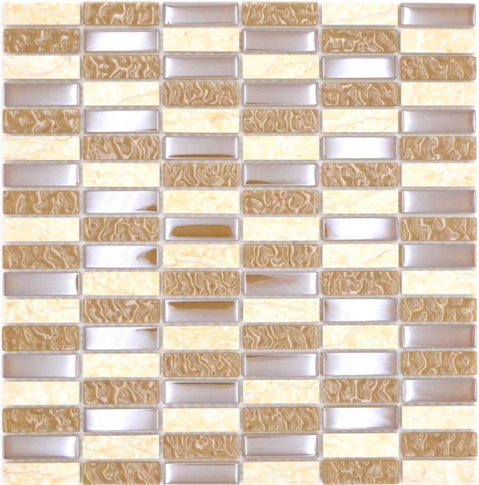 Mosaico cross bond look mix stone translúcido beige brillante - 10 ...