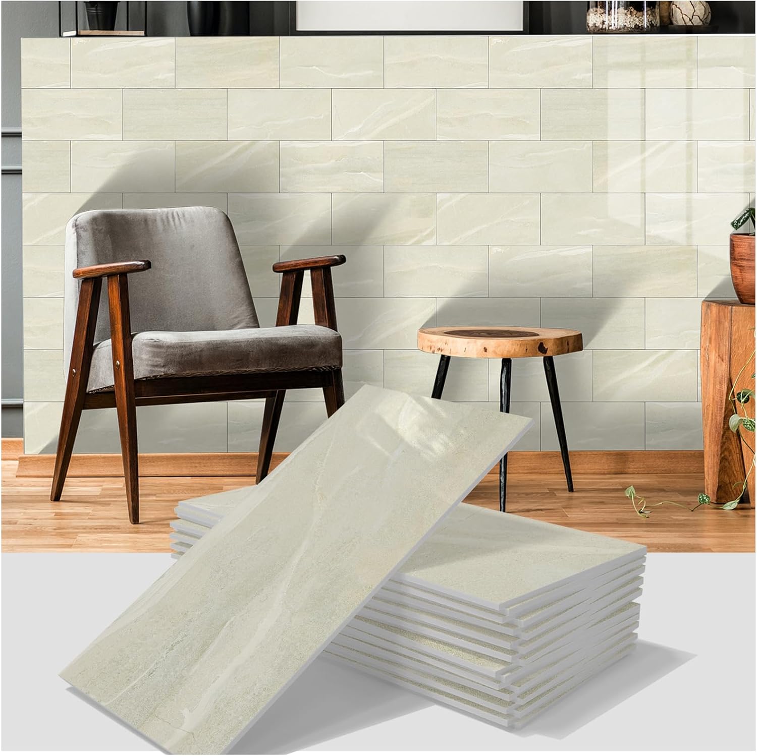 Panel para Pared 3D Beige Marmoleado - 16 Láminas Impermeables ...
