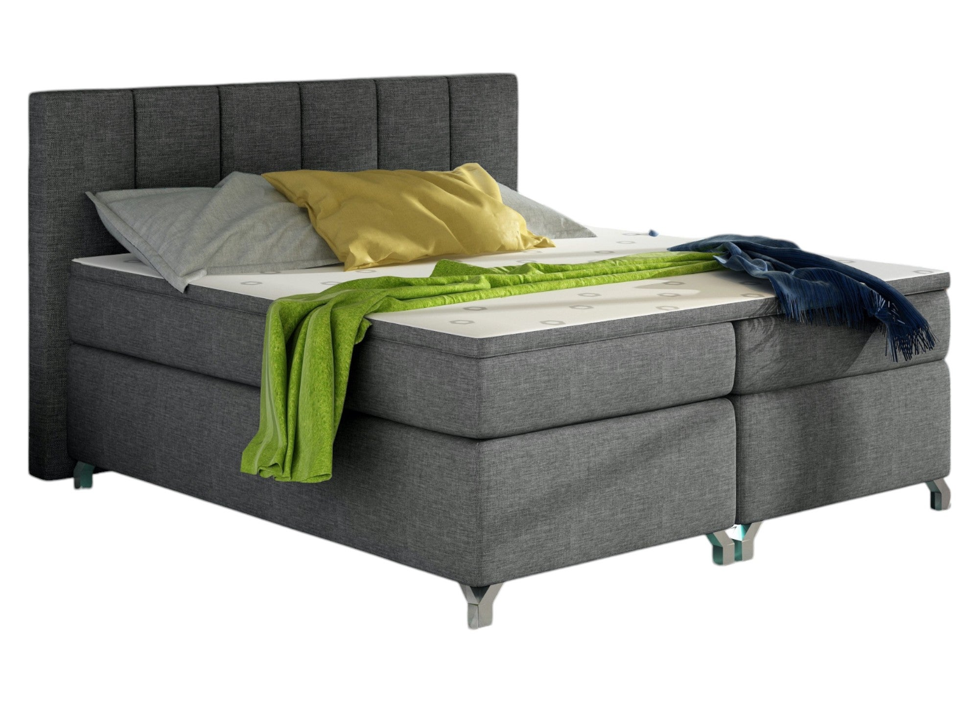 Lit boxspring 140x200 tissu anthracite Balfor | Leroy Merlin
