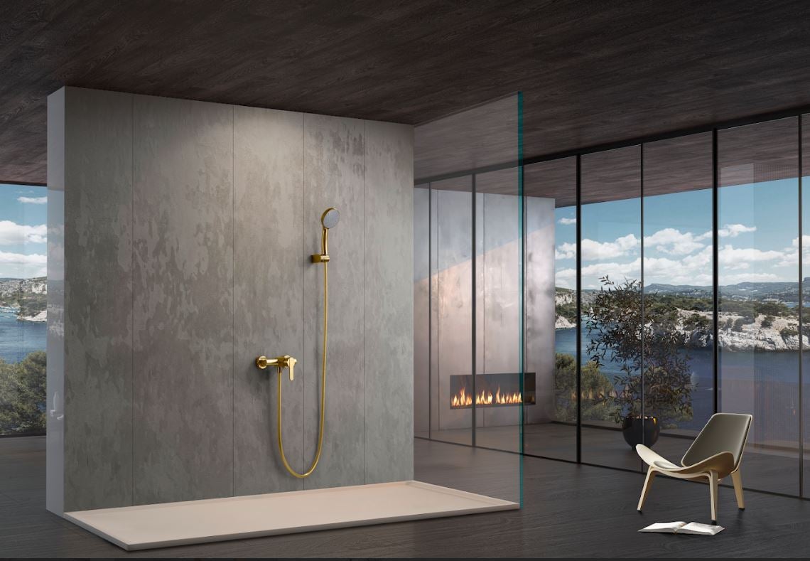 Kit de ducha con Monomando | Modelo ROMA |Color Oro | Acabado en Oro ...