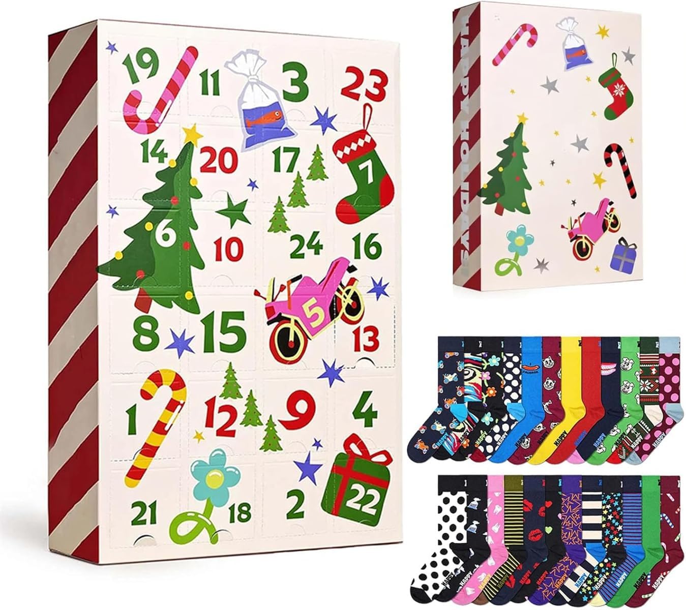 Calendrier de l'Avent 24 jours avec chaussettes de Noël 24 jours ...