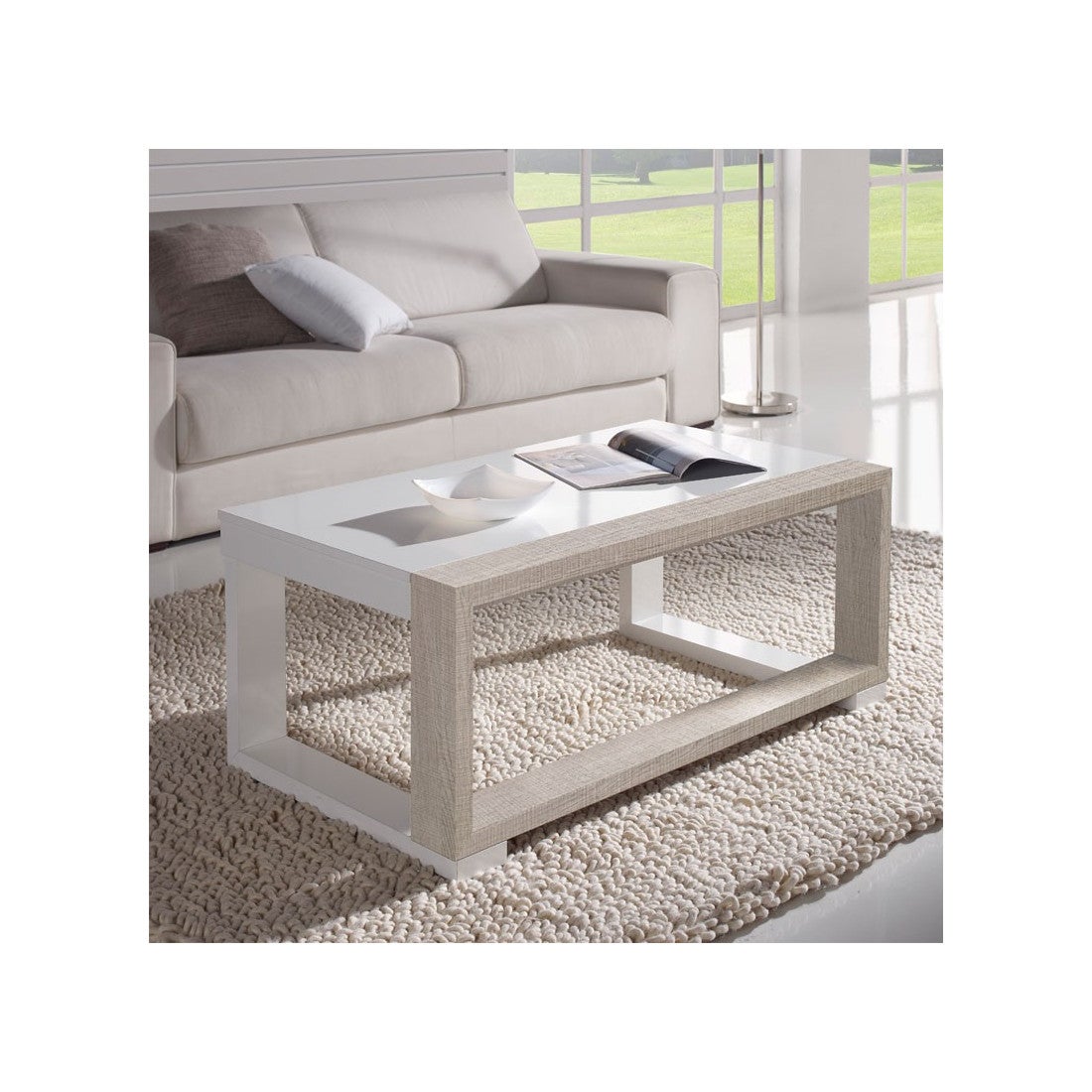 Table basse relevable Blanc/Chêne clair - UPTU | Leroy Merlin