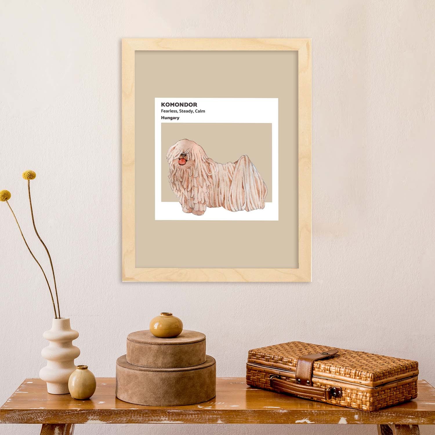 Lámina Komondor Pósters Con Ilustraciones De Razas De Perro En Tonos ...