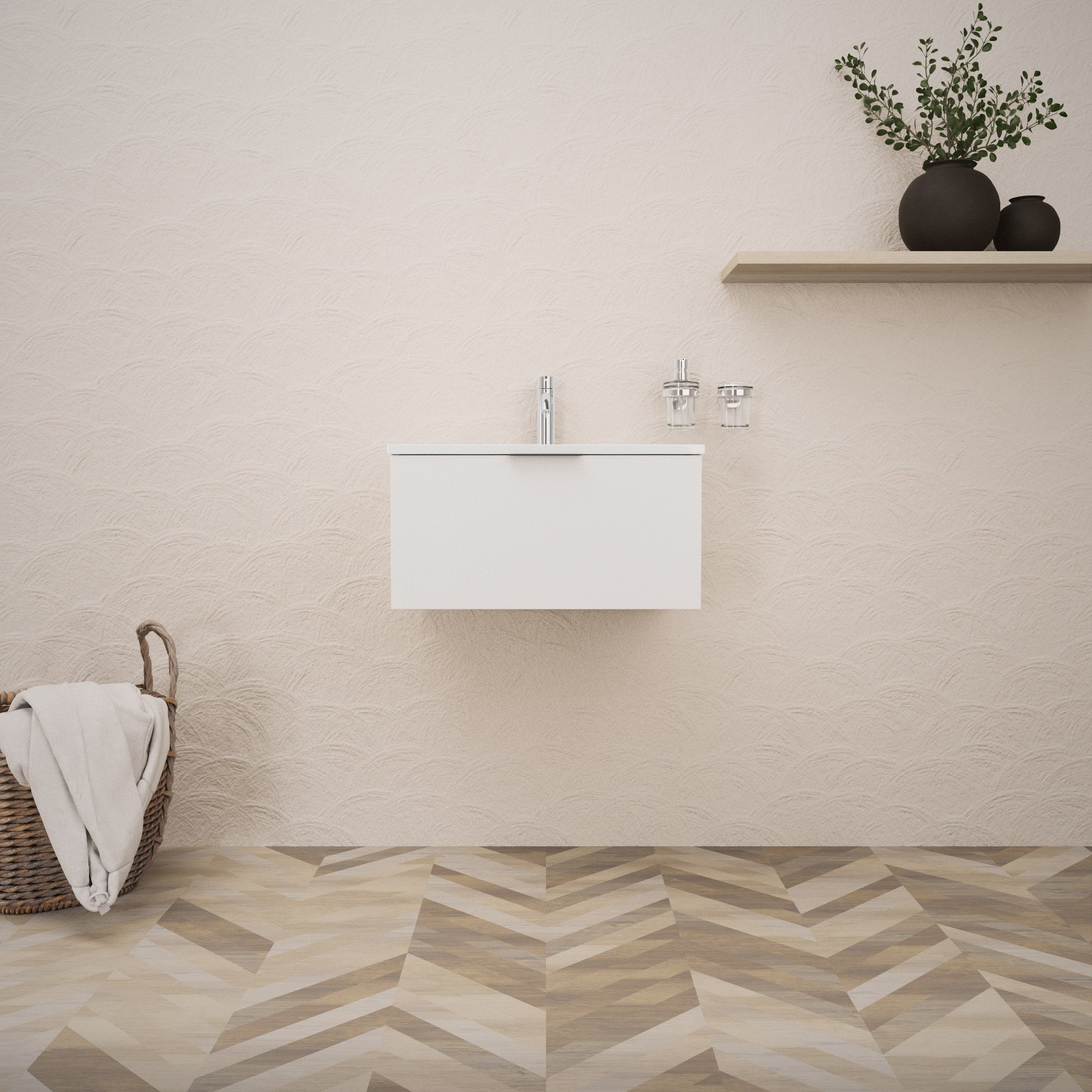 Inda - Mobile bagno L.60 con lavabo lucido / Bianco opaco 1 cassetto ...