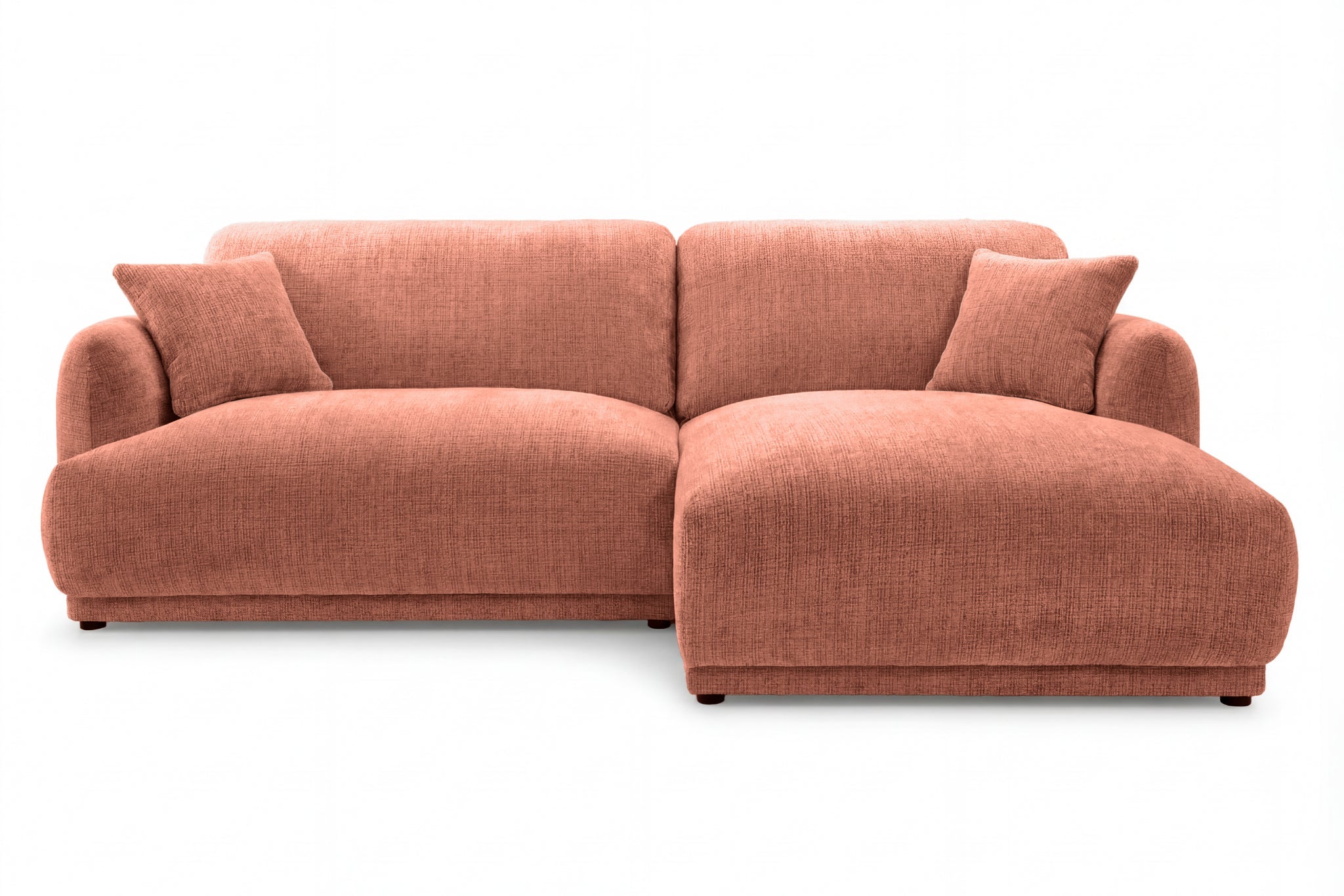 ROSALIE - Canapé d'angle tissu chenille 3 places Terracotta Gauche ...