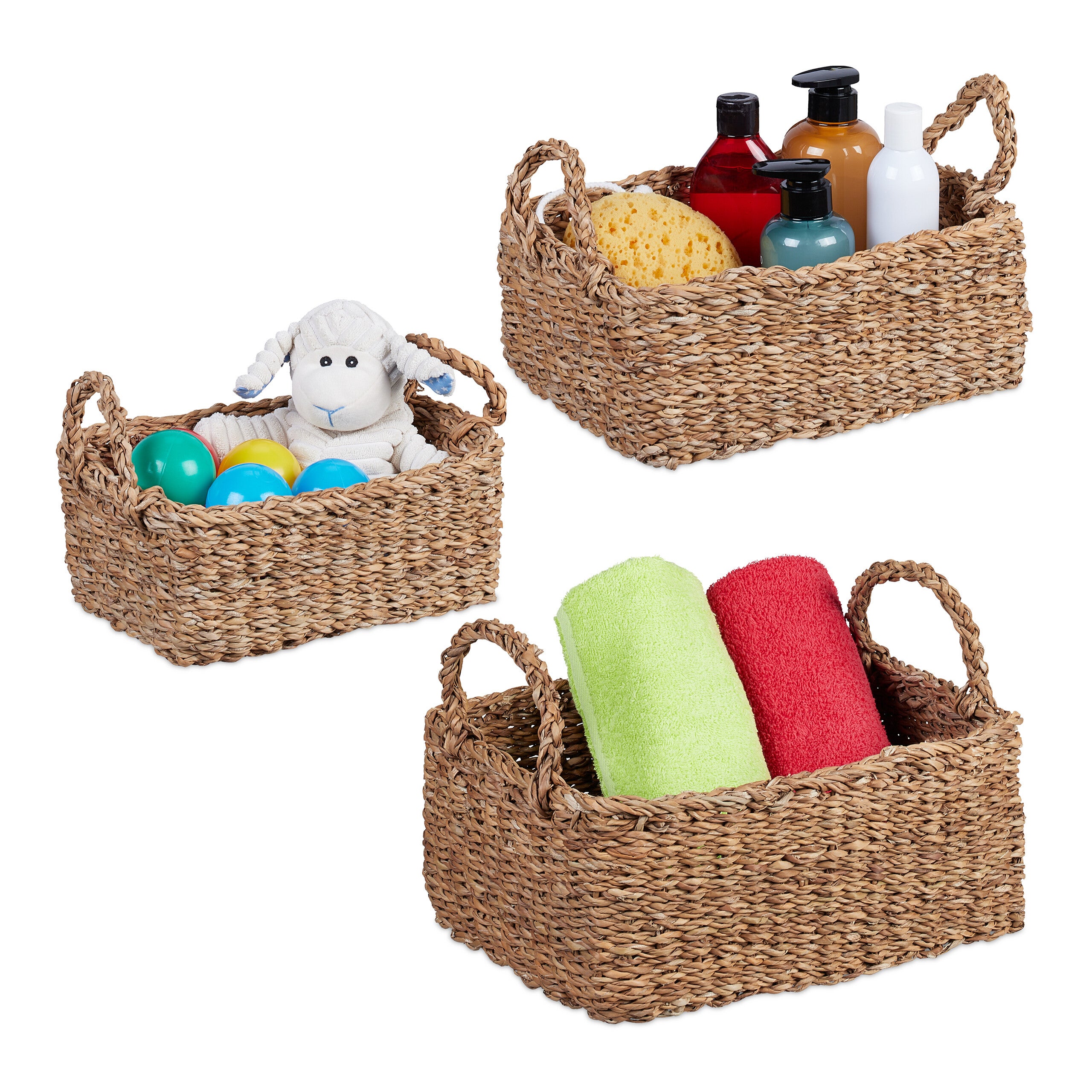 Relaxdays 3 paniers de rangement rectangulaires, 3 tailles différentes ...