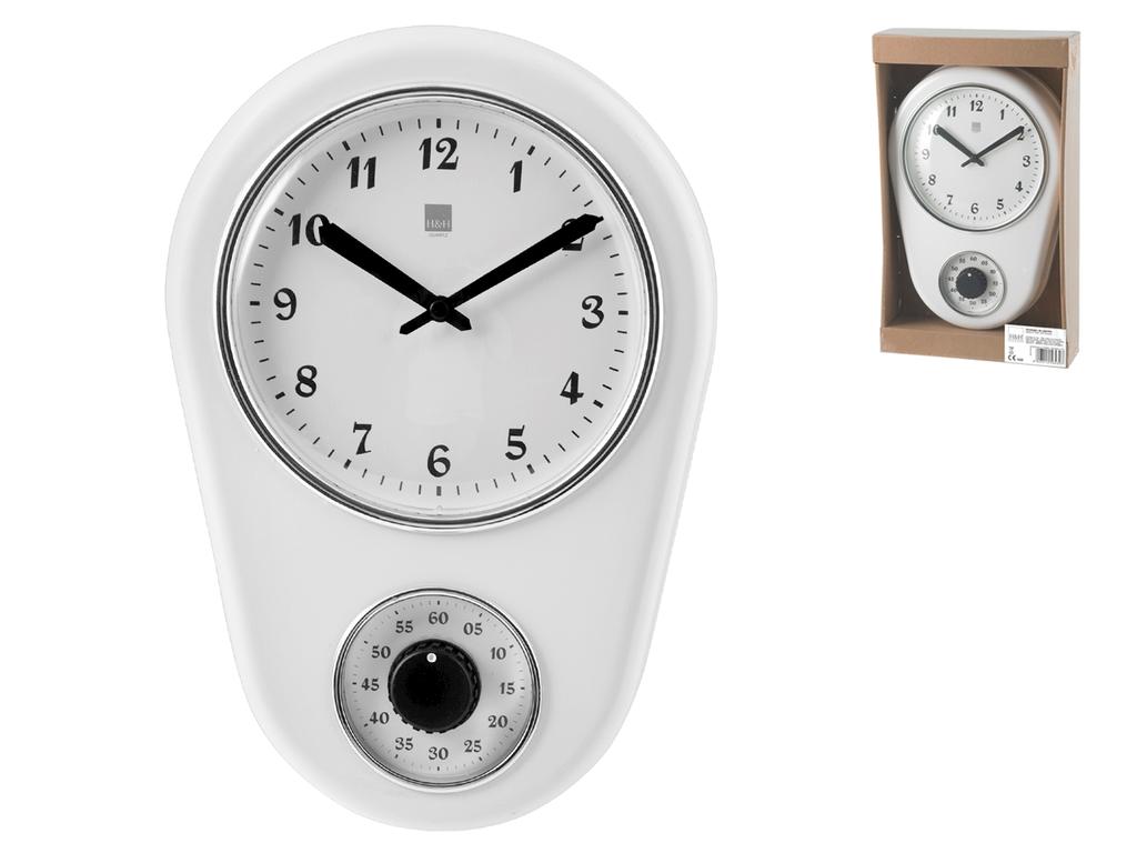 Reloj con temporizador y minutero, 31 x 21 cm, color blanco H&H | Leroy ...