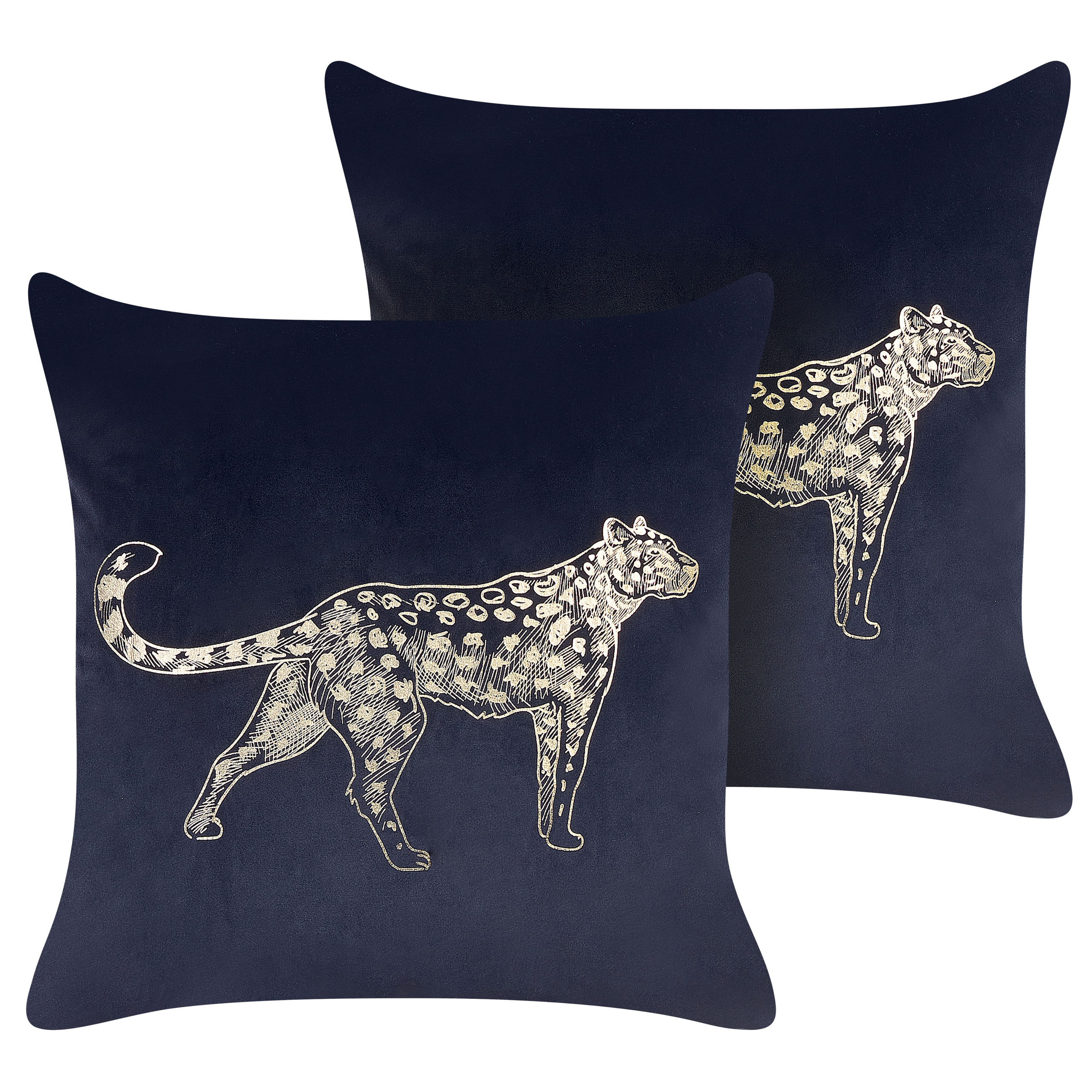 Lot de 2 coussins Motif animal MARULA Velours 45 x 45 cm Noir | Leroy ...