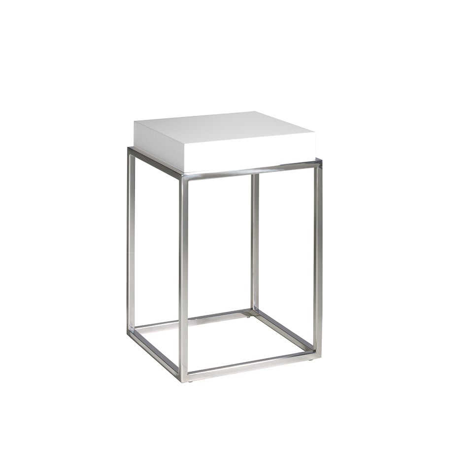 Table d'angle en bois blanc et acier 41 x 41 x 61 cm. | Leroy Merlin