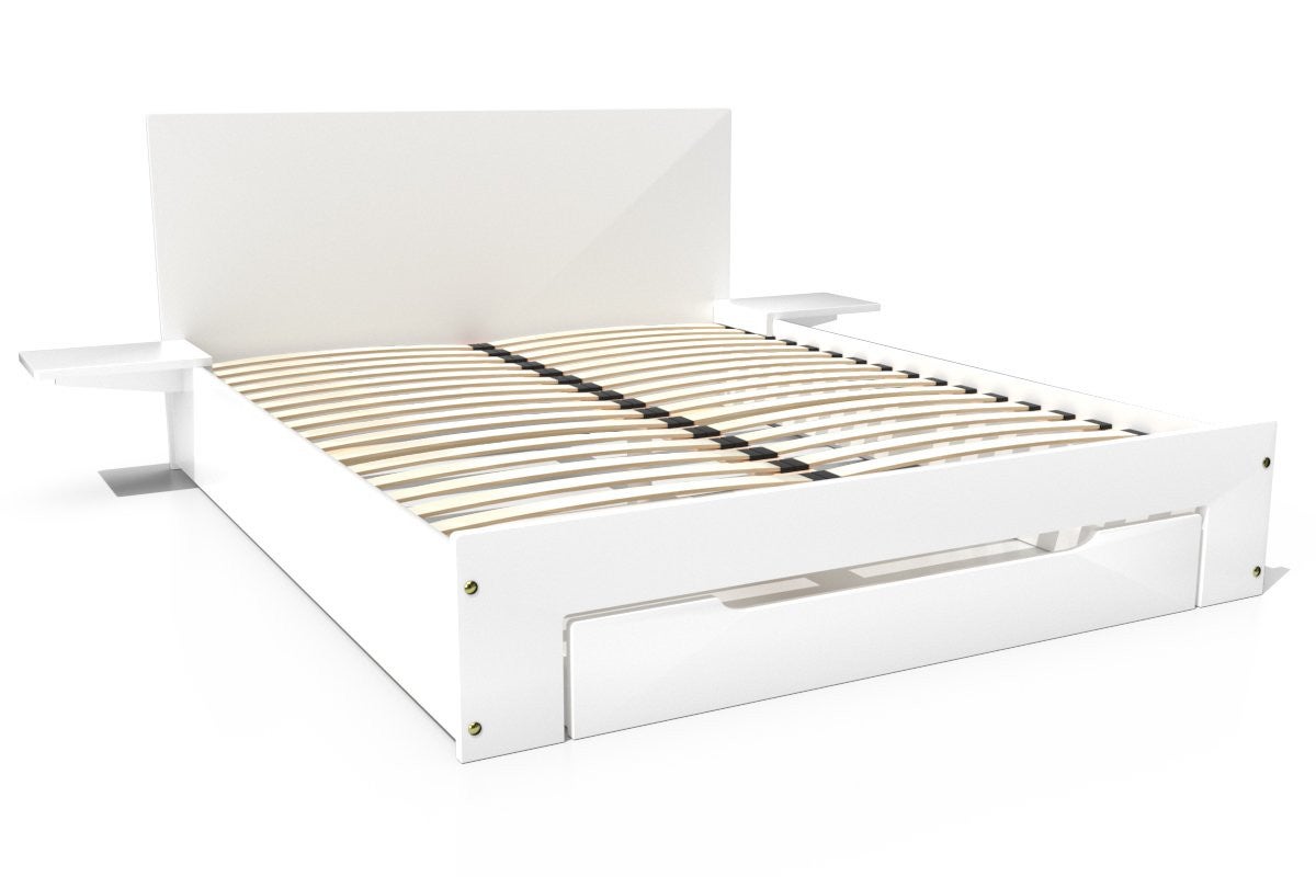 Lit 2 places 140x190 Happy bois avec tiroir et chevets amovibles ...