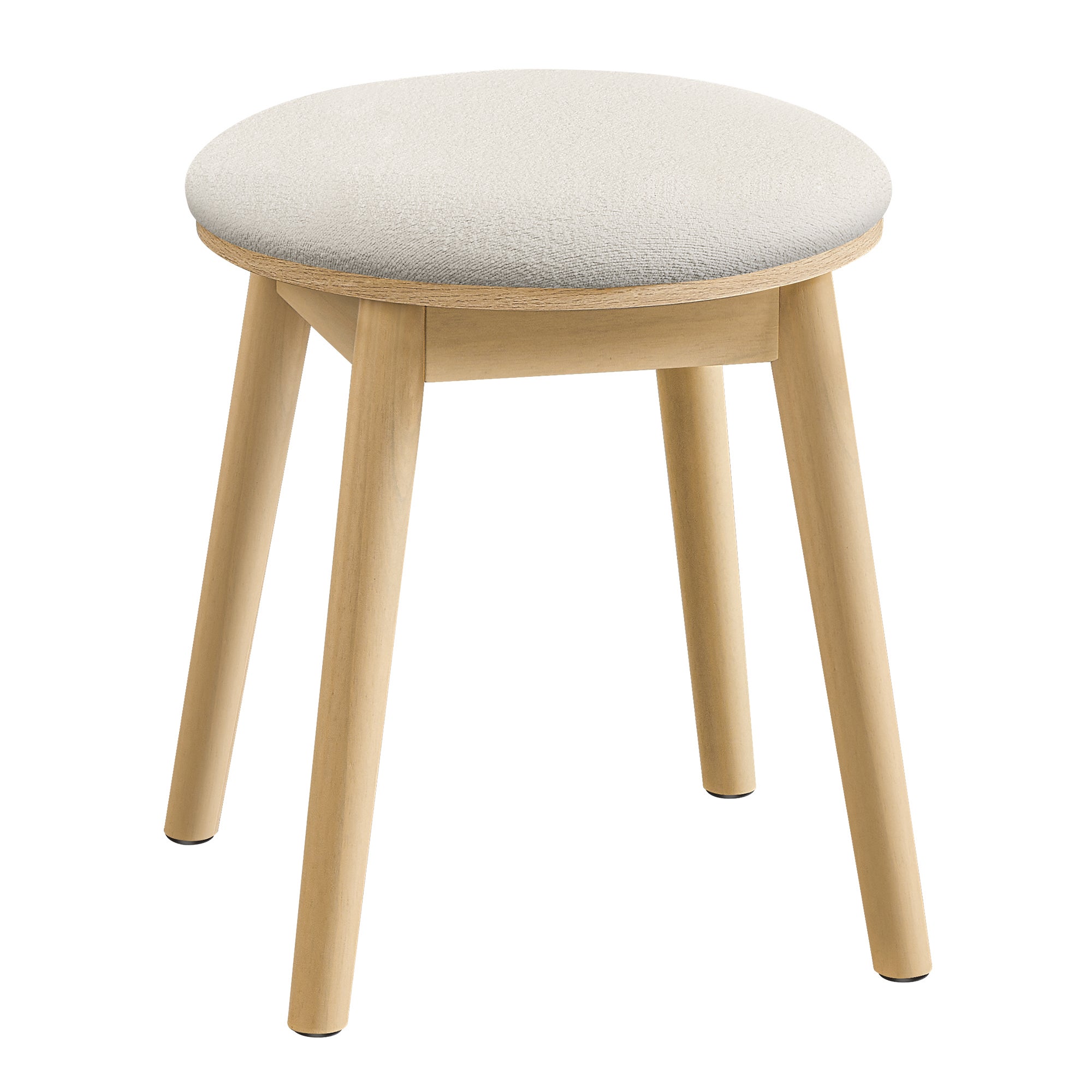 Tabouret de Coiffeuse, Pieds Antidérapants, Blanc Crème et Beige Chêne ...