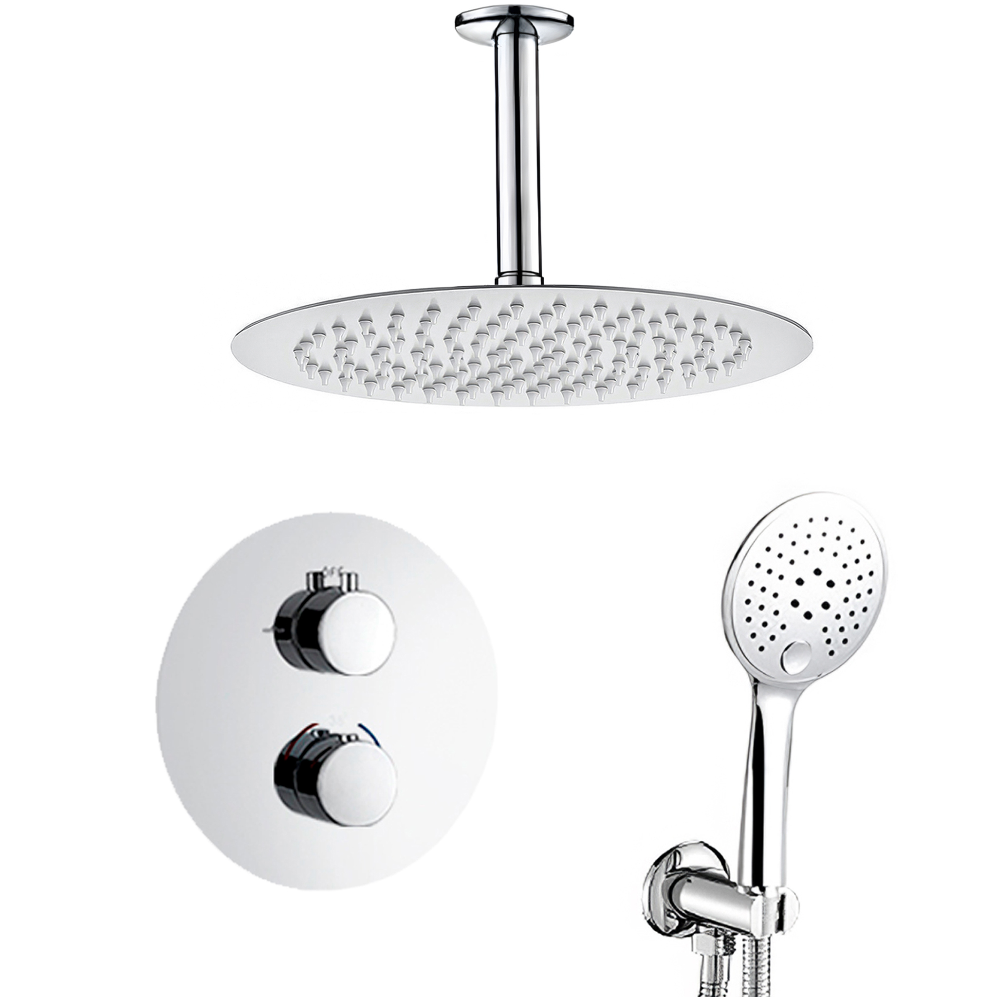 Valaz Douche thermostatique encastrée ronde chromée - Série Cabriel ...