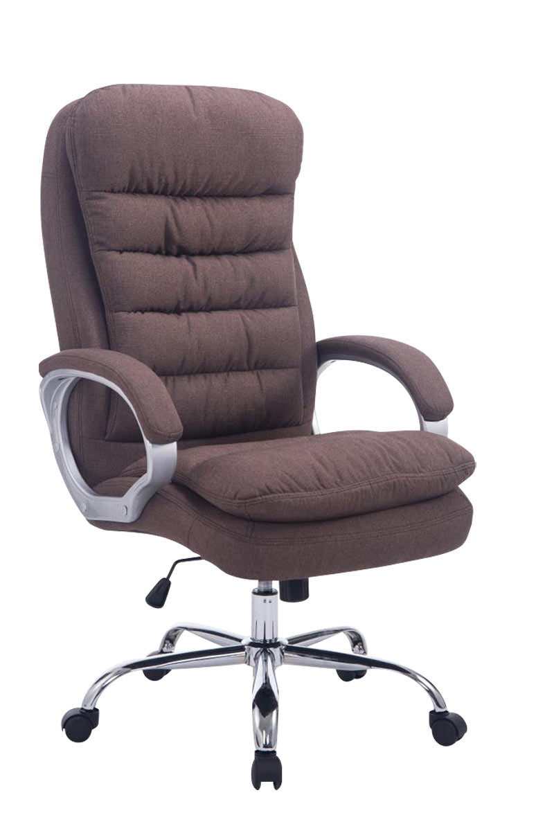 Silla de oficina ergonómica y confortable hasta 235 kg en tela marrón y metal cromado 10_0002401 ...