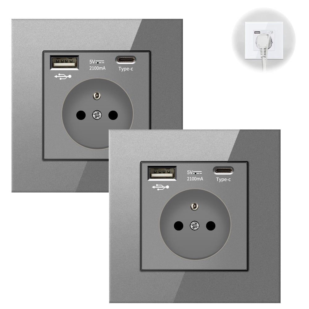Prise de courant avec connecteurs USB et Type-C, panneau de prise ...