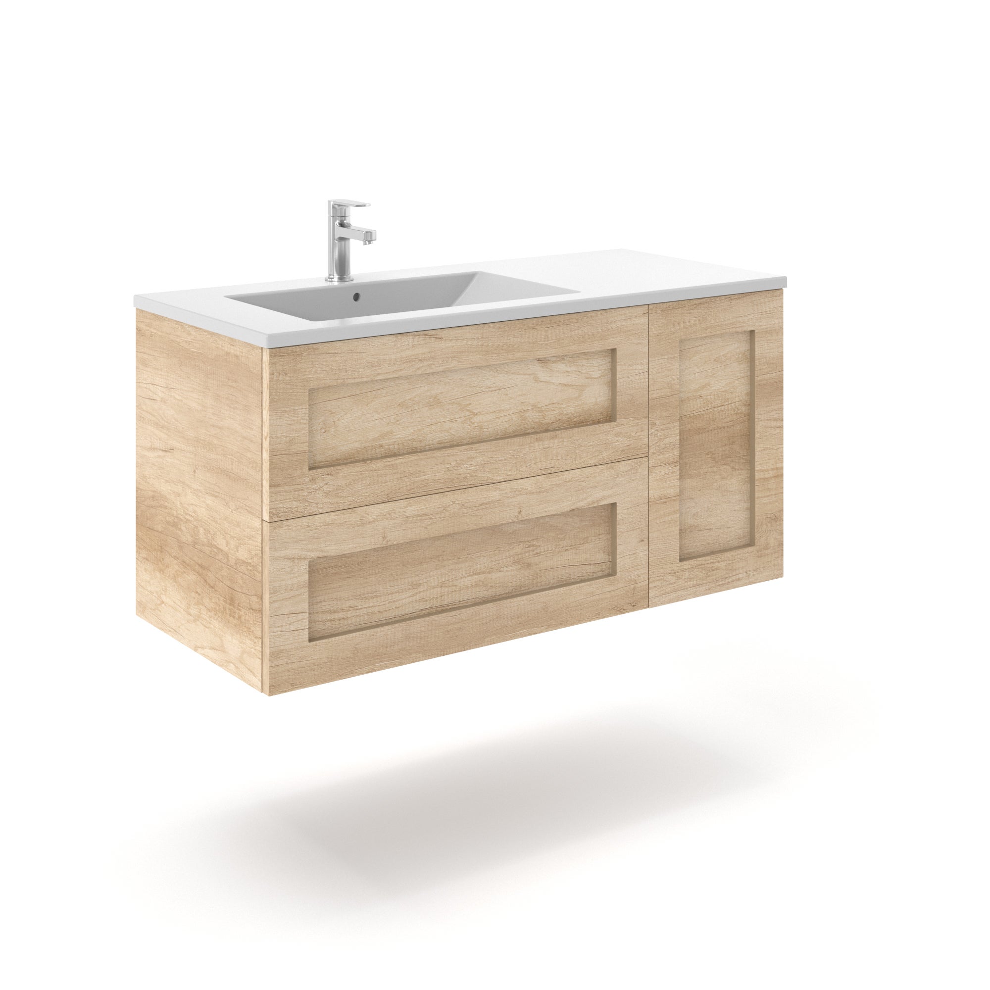 Meuble de salle de bain avec plan à poser 2 tiroirs + 1 porte à droite ...