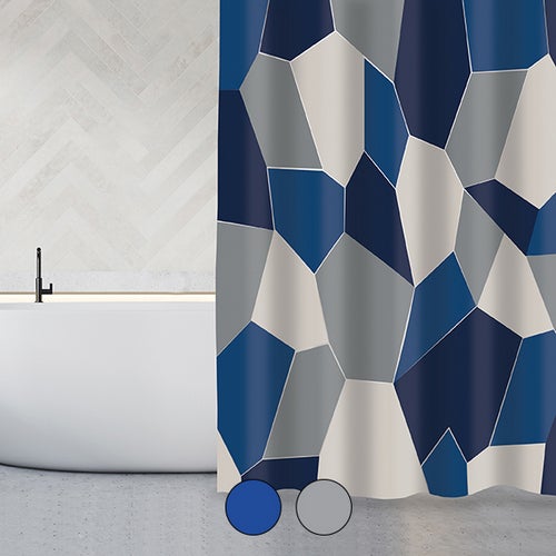 RIDEAU DE DOUCHE EN TISSU ORIGAMI 180x200 cm Bleu Gris | Leroy Merlin