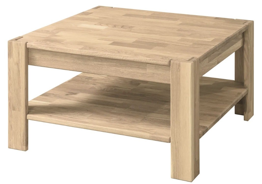 Table basse carrée en chêne massif blanchi Ritza 70cm | Leroy Merlin