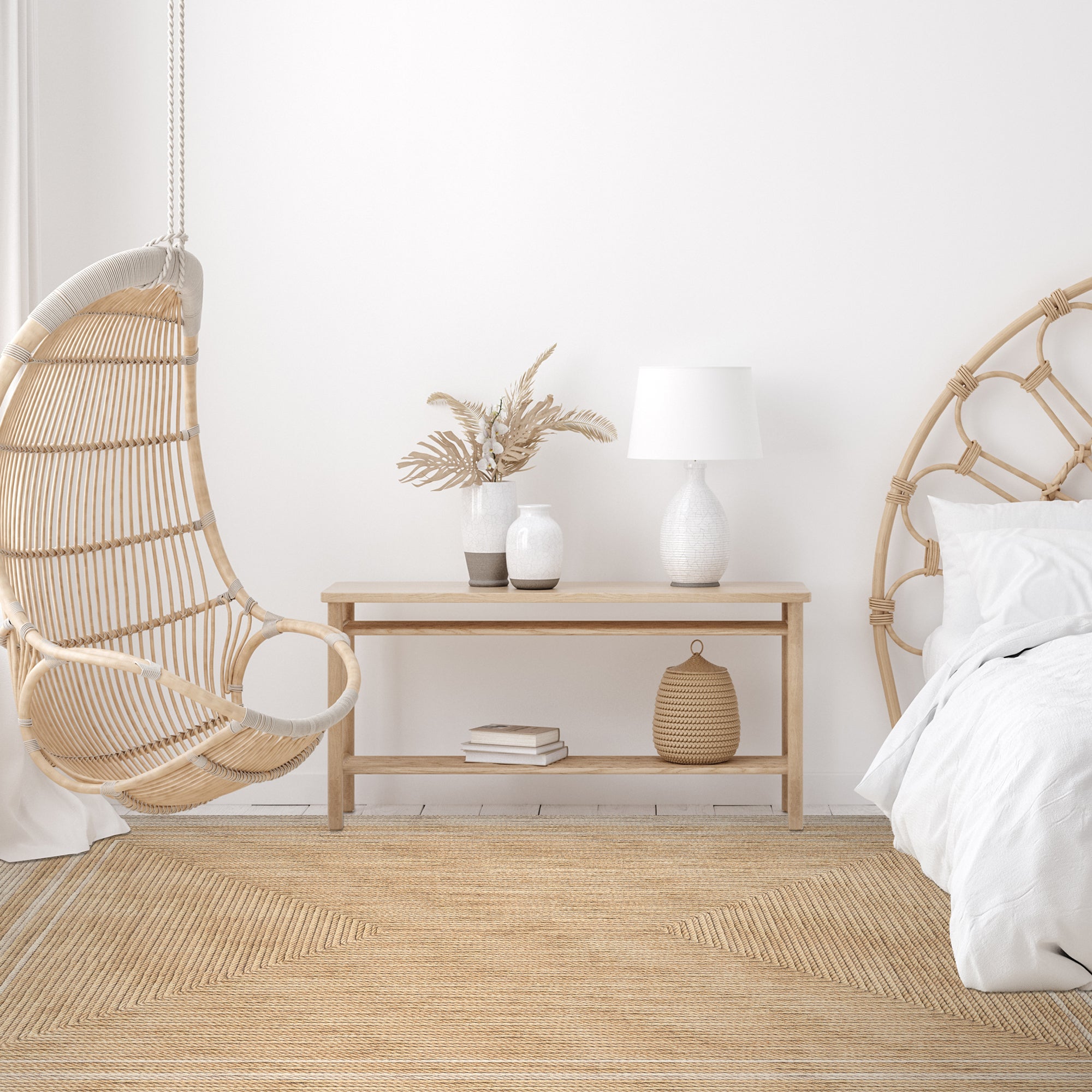 Tapis/ Tapis beige, géométrique / 61x91 cm - RECTANGLE/ Créé et ...