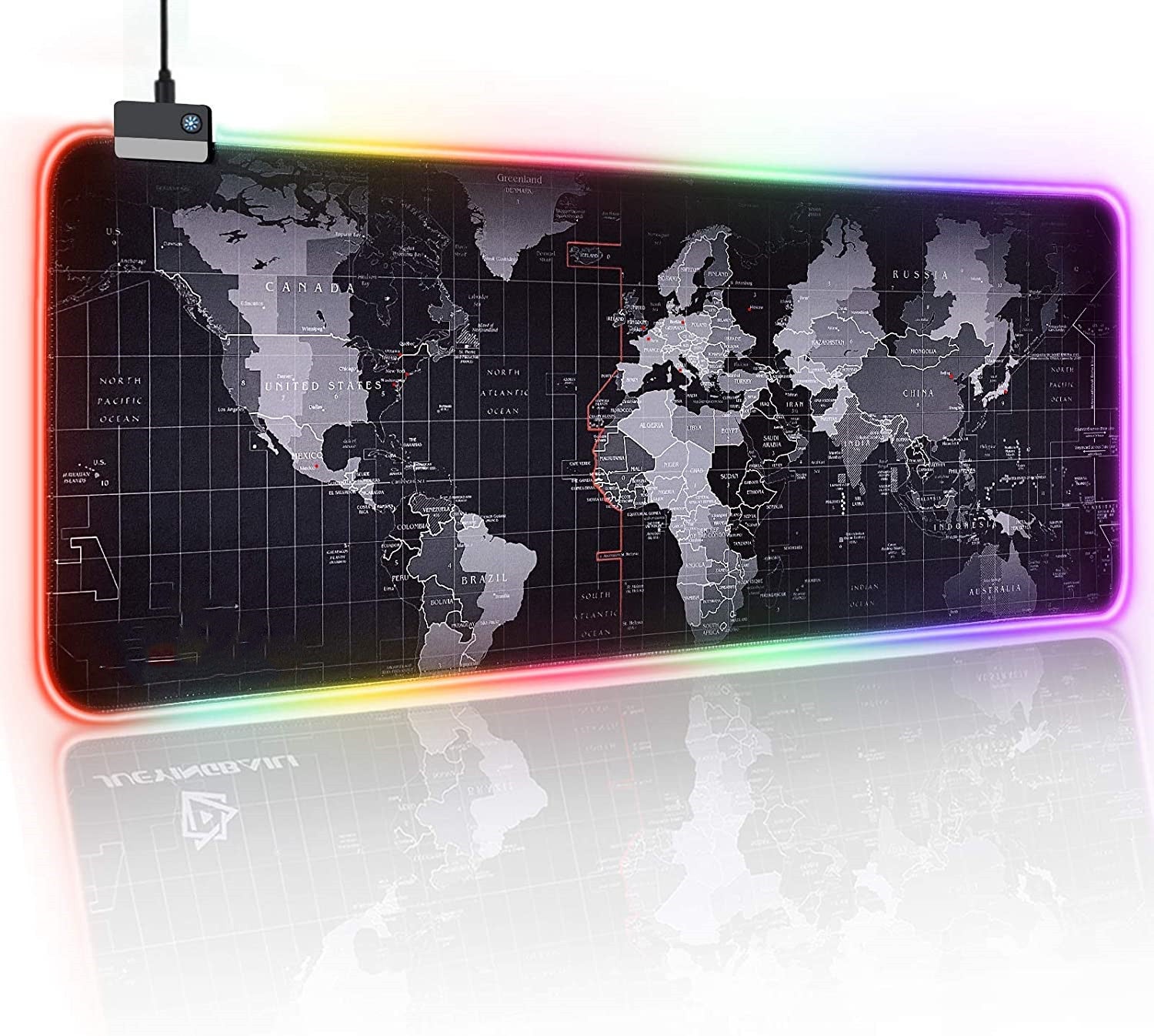 Grand tapis de souris RGB avec carte du monde 80x30 cm | Leroy Merlin
