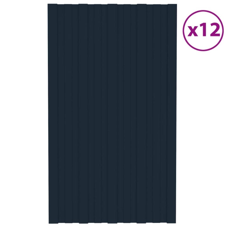 Panel para tejado acero galvanizado antracita 12 uds 80x45 cm vidaXL ...