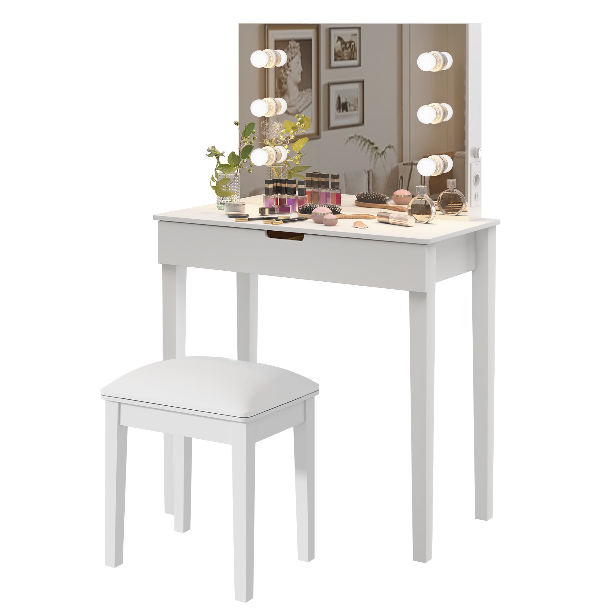 Coiffeuse avec miroir, tabouret de coiffeuse, ensemble de coiffeuse ...