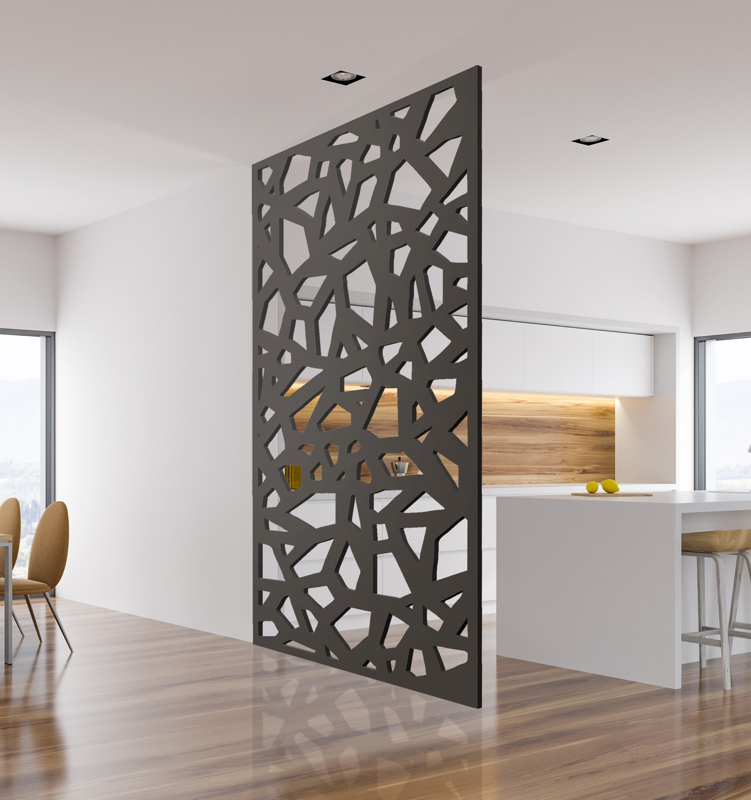 Celos a MDF Negro KEOPS 80 200 Cm Panel Decorativo Calado Con Soporte